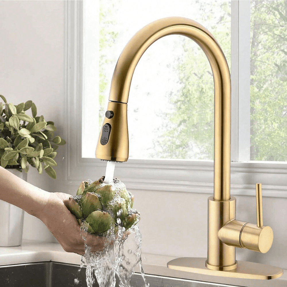 Kitchen Faucet 1 Handle Pull Down Sprayer Brass Sink Mixer Tap W/ Cover ...