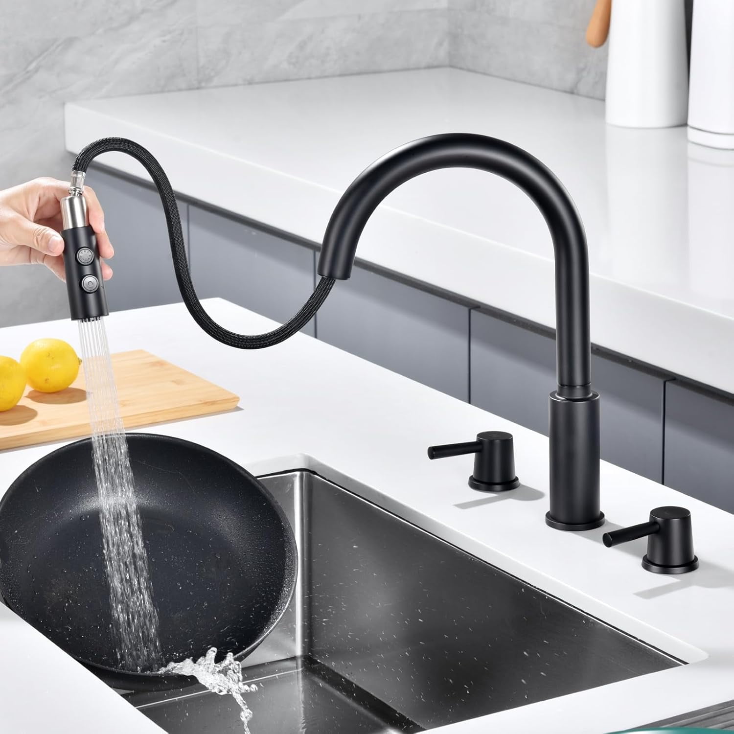 Kitchen Faucet, 2 Handles Kitchen Sink Faucet, 3 Holes Sink Faucet ...