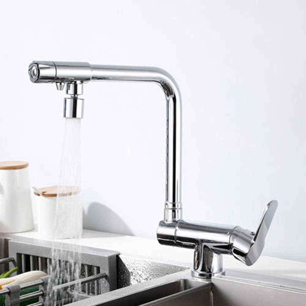Kitchen Faucet 3 Way Fold Rotation Brass Sink Faucet Straight Drink ...