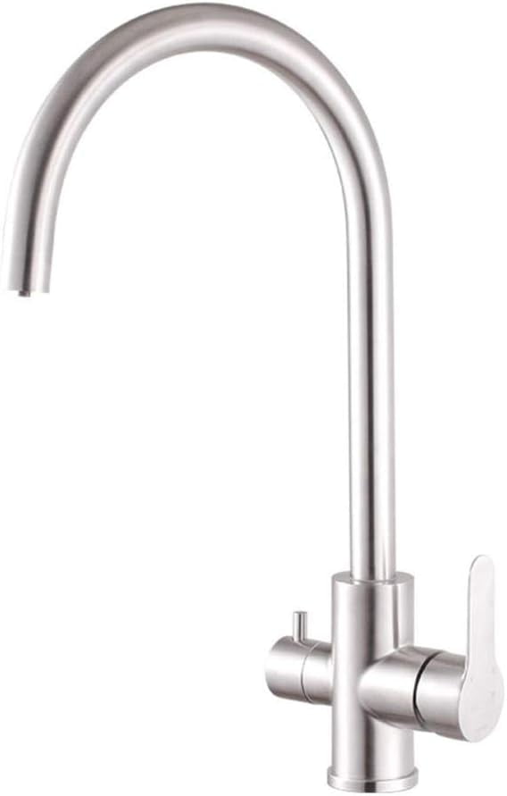 Kitchen Faucet 3 Way Stainless Steel Brushed Drinking Water Hot and ...