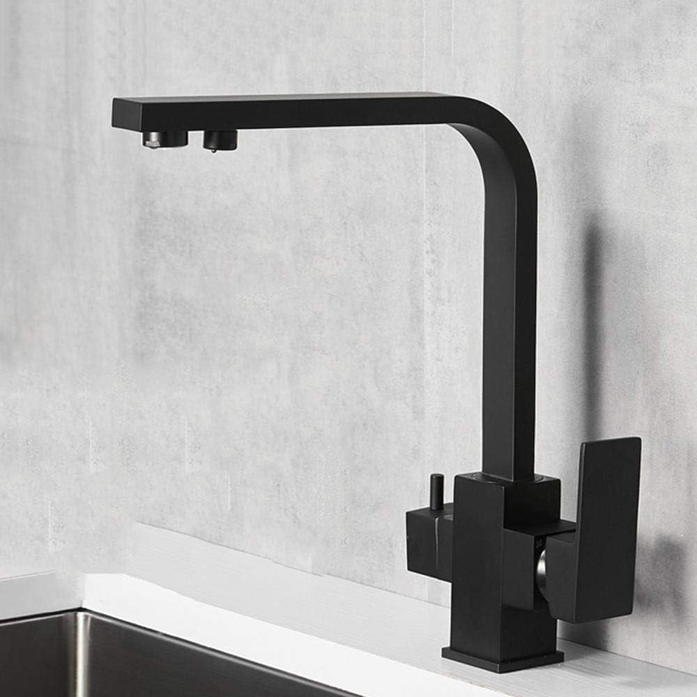 Kitchen Faucet 3 Way Water Filter Tap Black Hot and Cold Brass Water ...