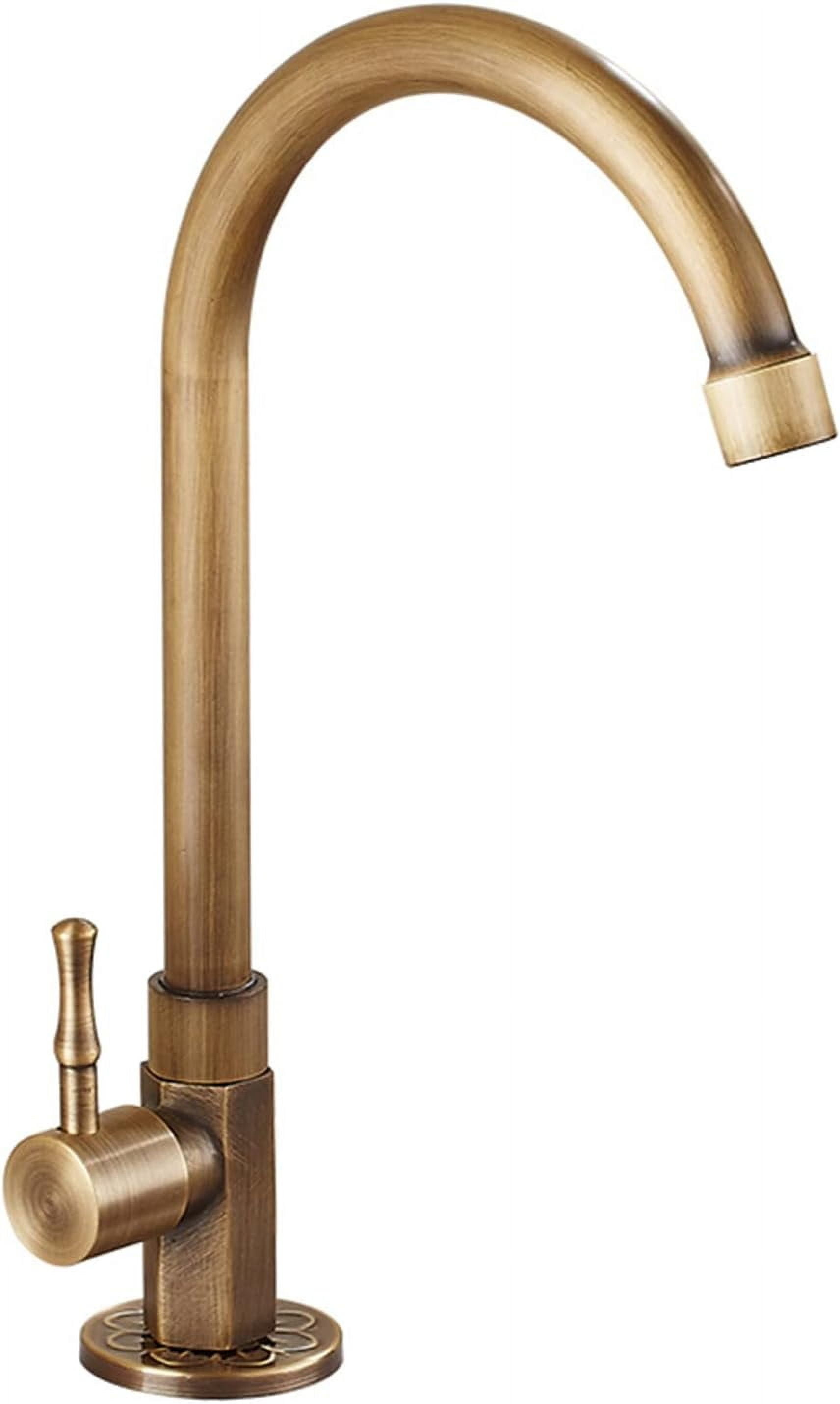 Kitchen Faucet Brass Brushed Single Handle Kitchen Sink Faucet Deck ...