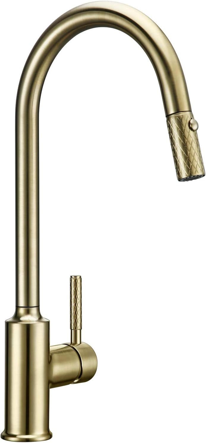 Kitchen Faucet, Brushed Gold Pull Out Kitchen Faucet Sink Mixer Tap ...
