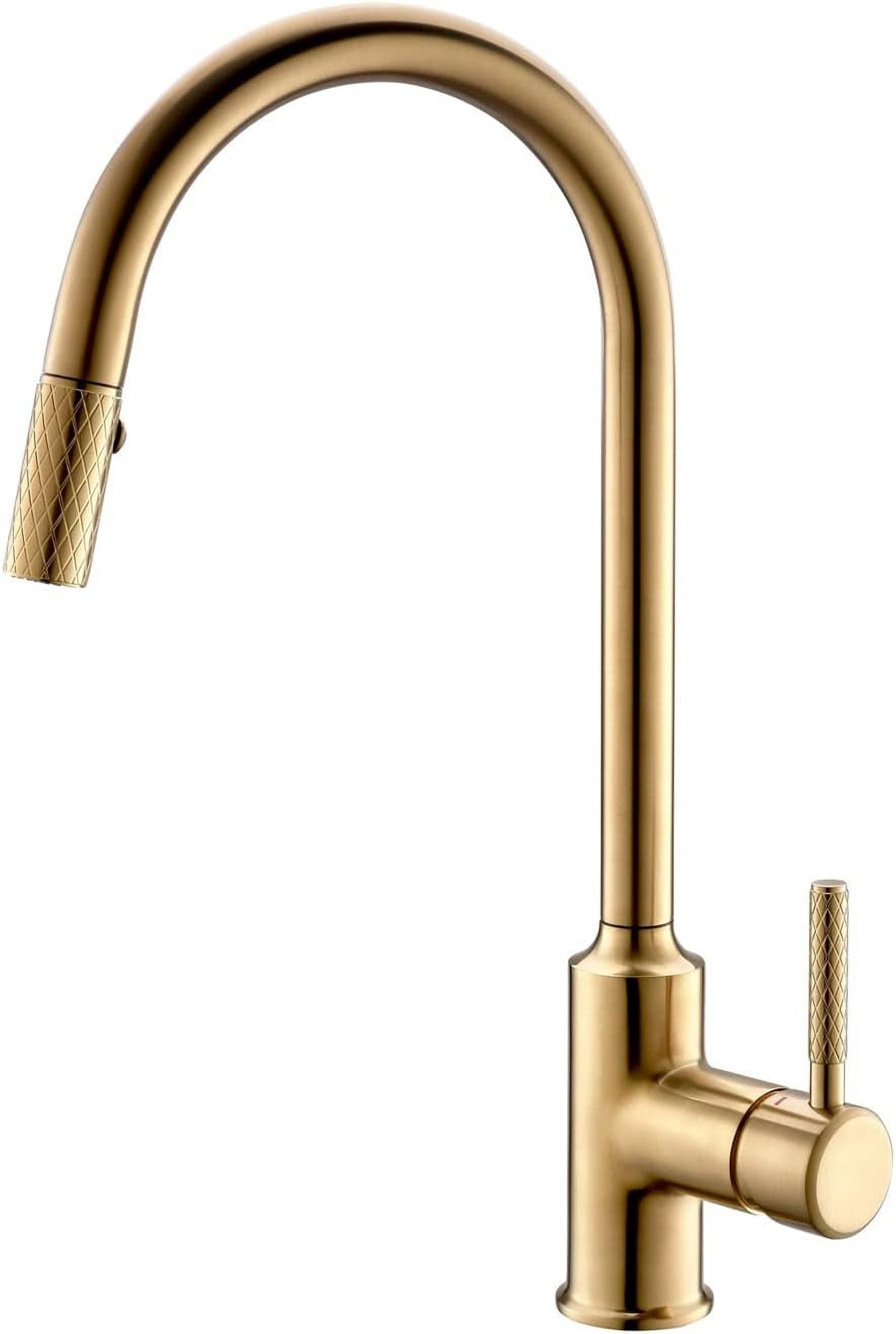 Kitchen Faucet, Brushed Gold Pull Out Kitchen Sink Water Tap, 360 ...