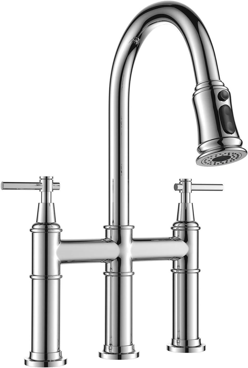 Kitchen Faucet, Commercial Modern High arc Double Handle Single Hole ...