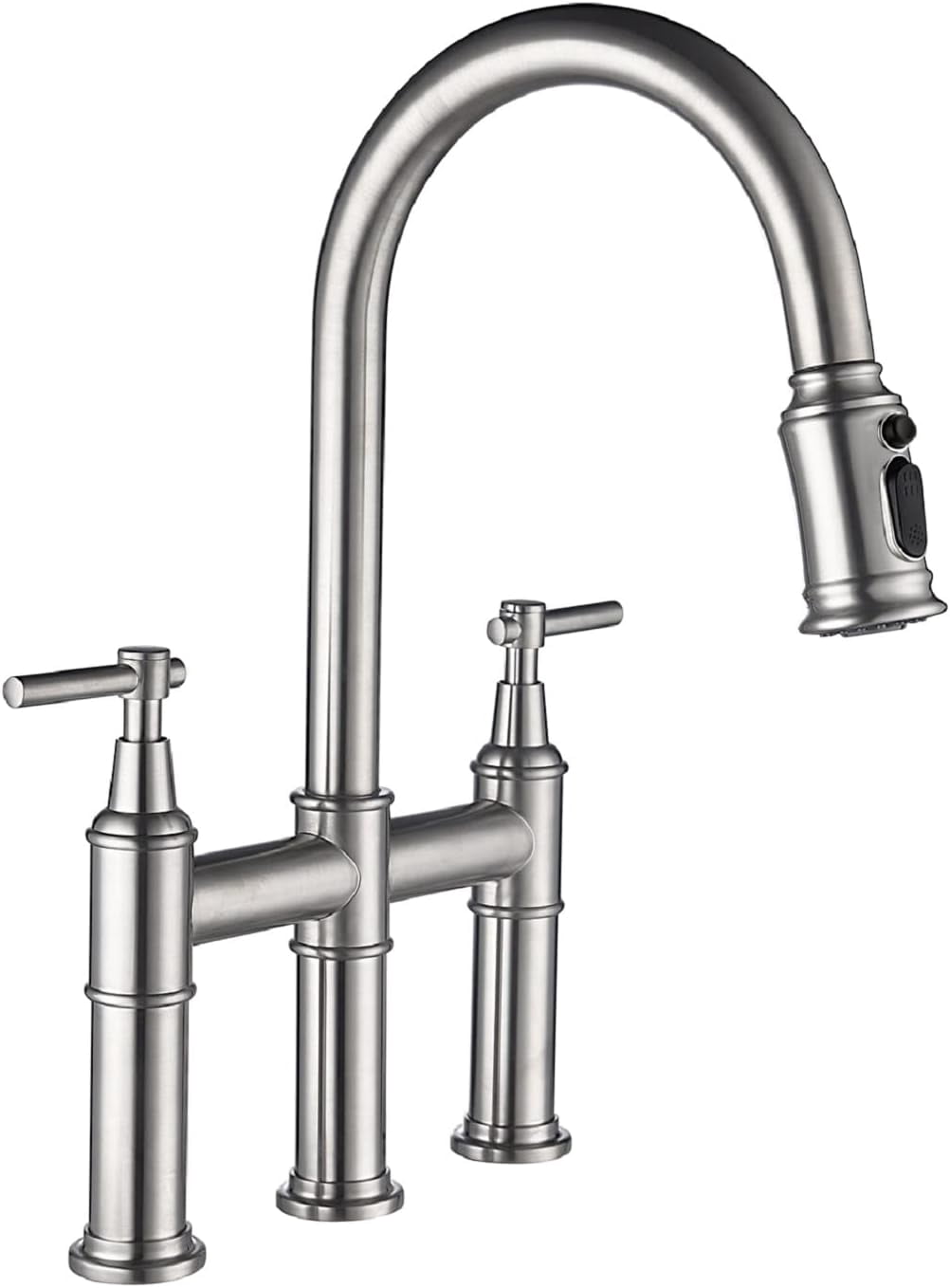 Kitchen Faucet, Commercial Modern High arc Double Handle Single Hole ...