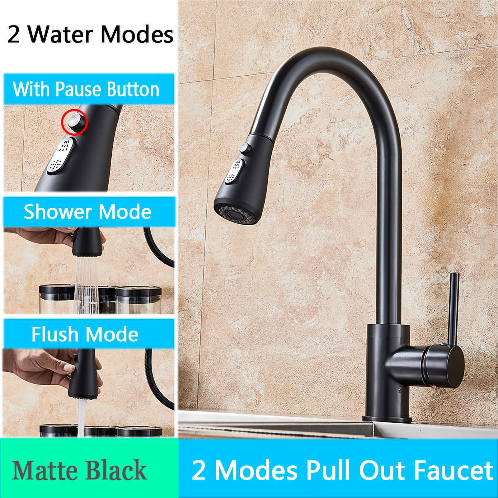 Kitchen Faucet Deck Mounted Pull Out Spout Kitchen Sink Mixer Tap ...