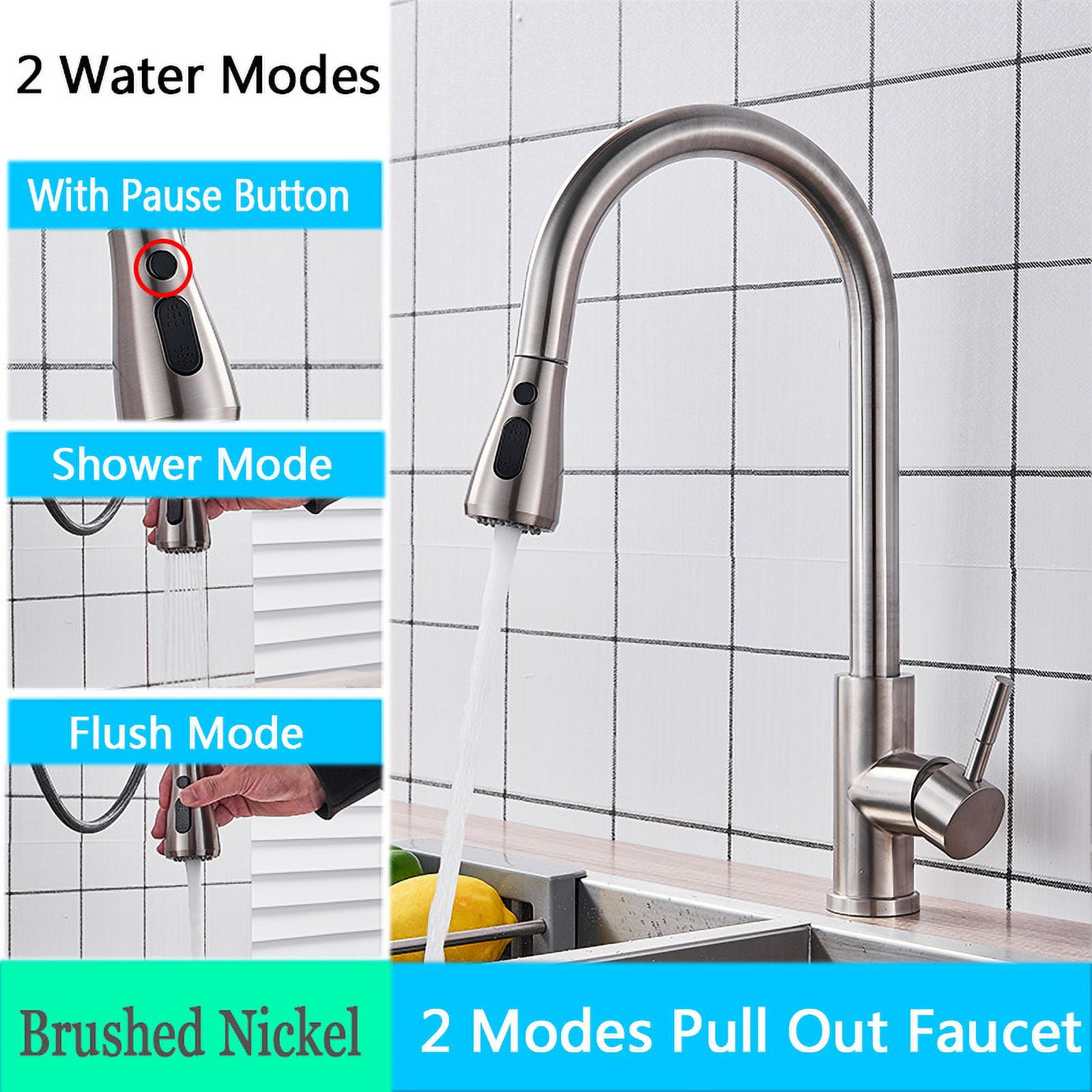 Kitchen Faucet Deck Mounted Pull Out Spout Kitchen Sink Mixer Tap ...