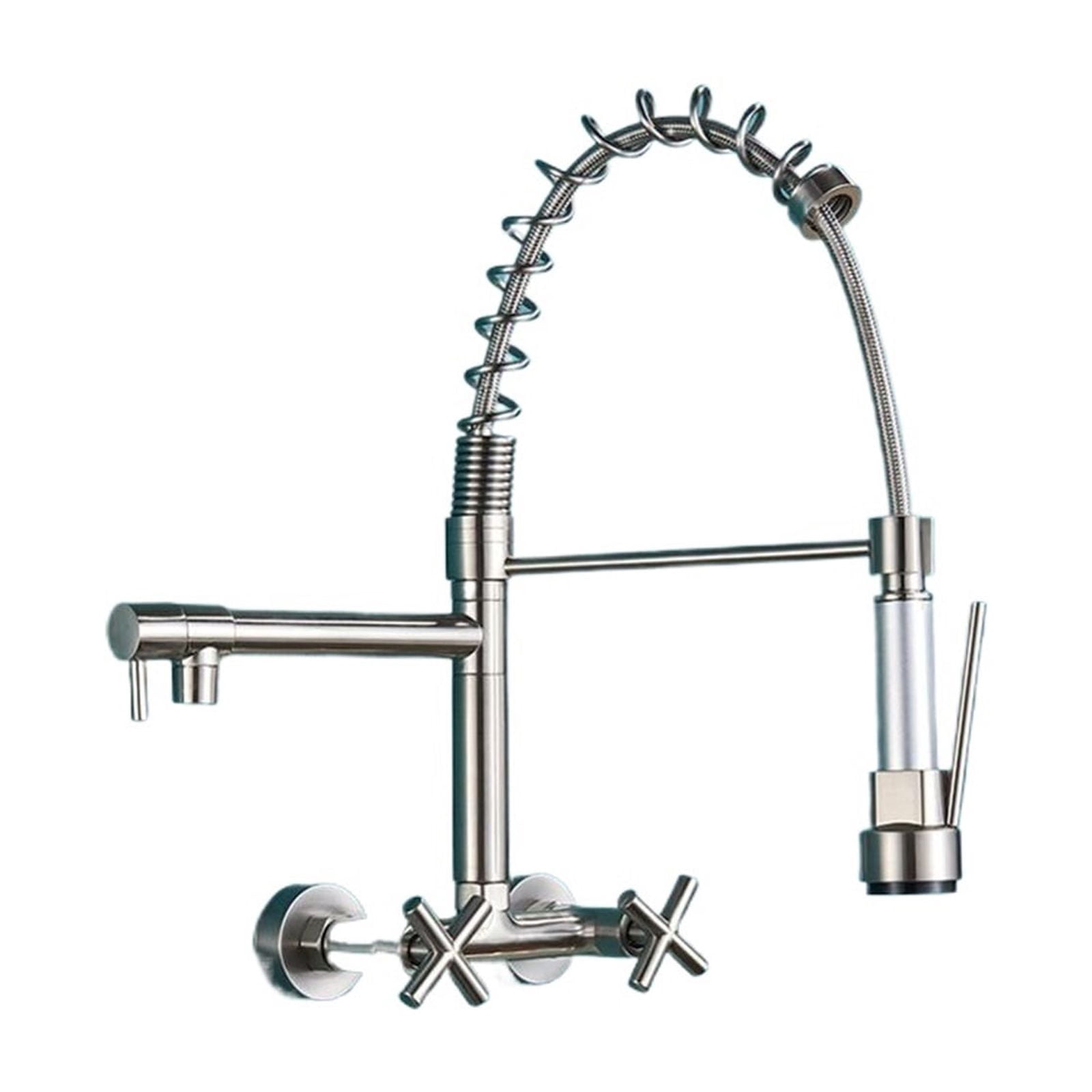 Kitchen Faucet Dual Handles Hot&Cold Mixer Water Tap, Wall Mounted ...