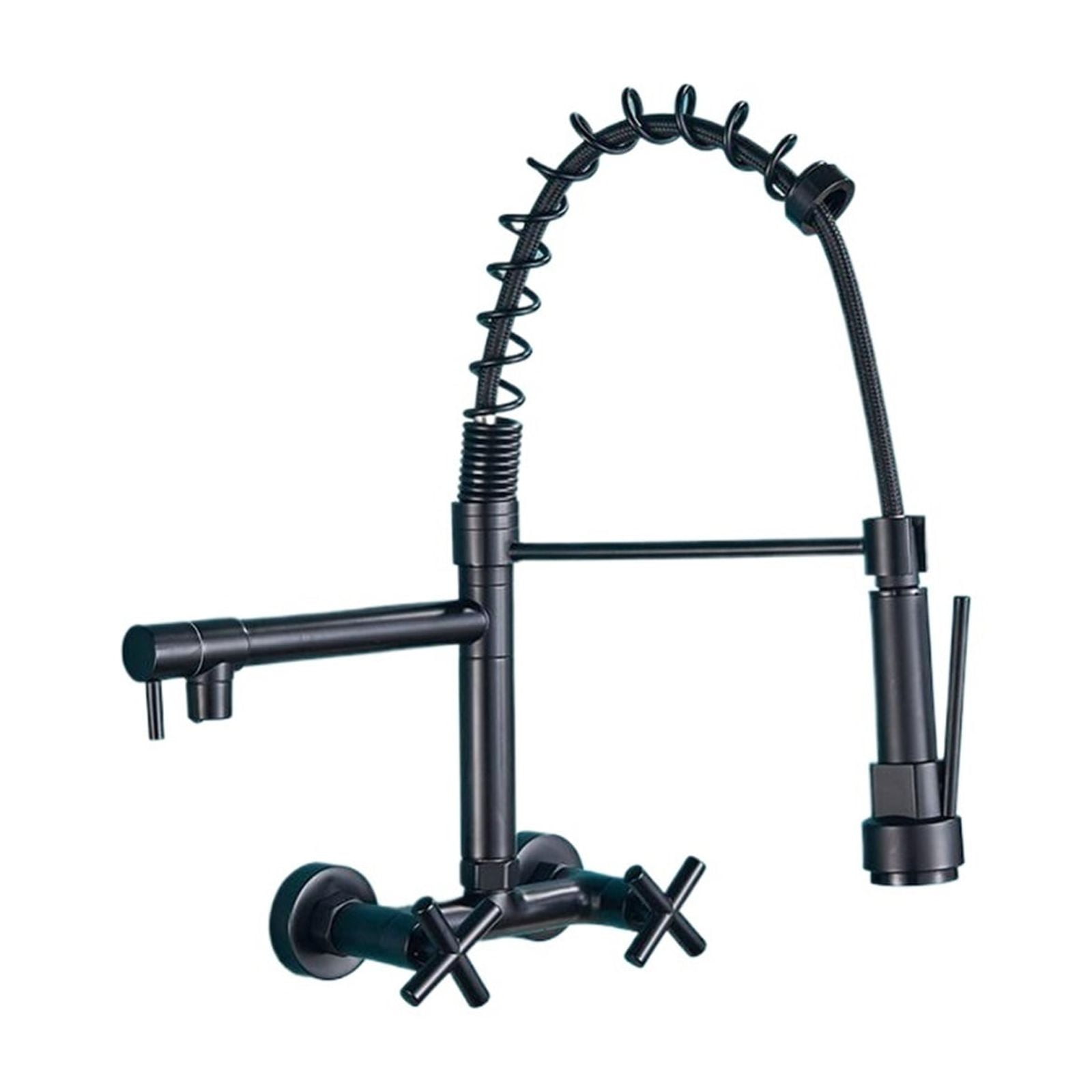 Kitchen Faucet Dual Handles Hot&Cold Mixer Water Tap, Wall Mounted ...