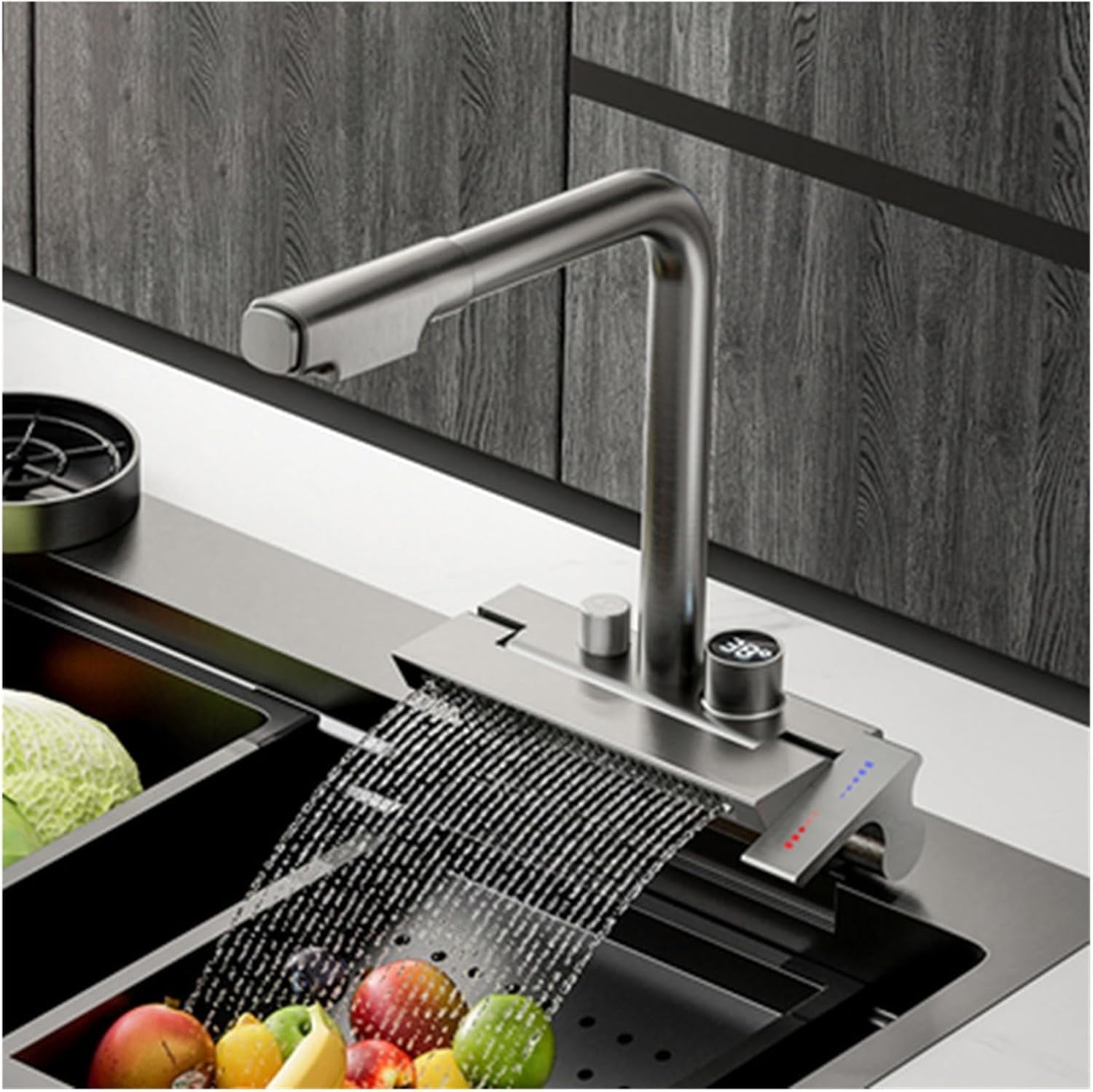 Kitchen Faucet Full Copper Intelligent Digital Display Waterfall ...