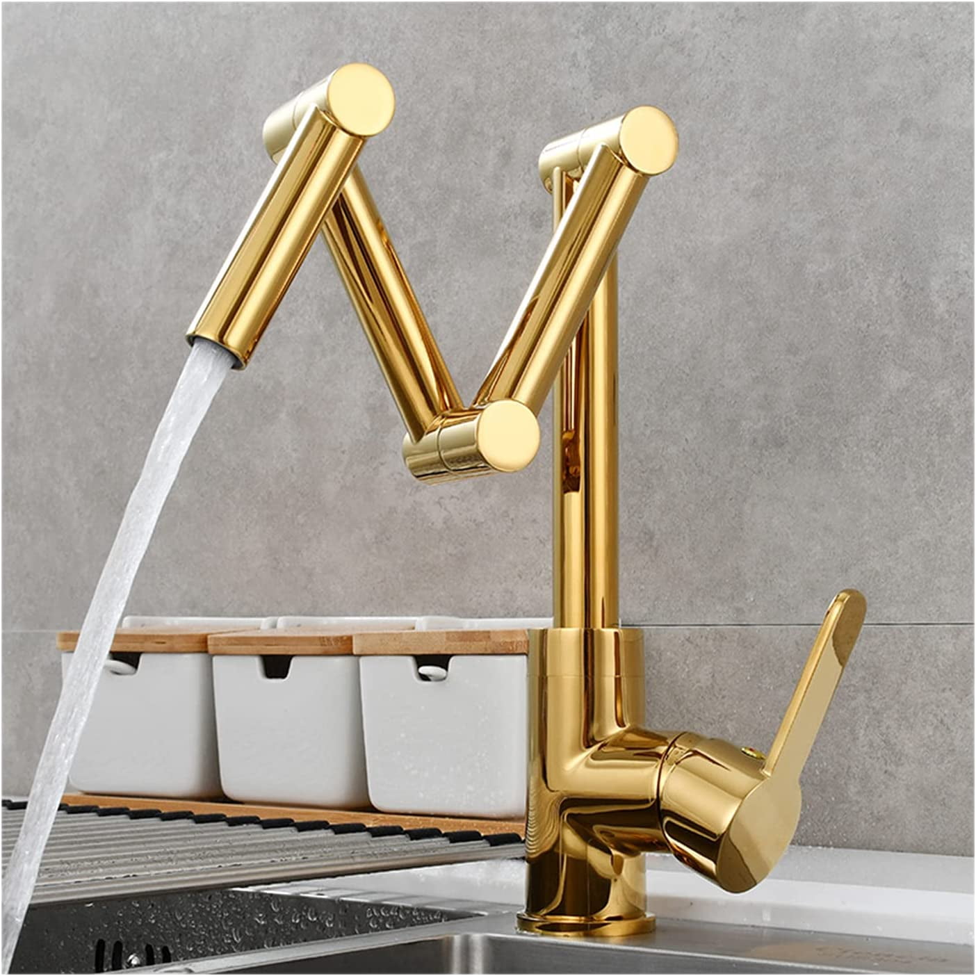 Kitchen Faucet Hot and Cold Water Brass Kitchen Sink Tap Deck Mounted ...