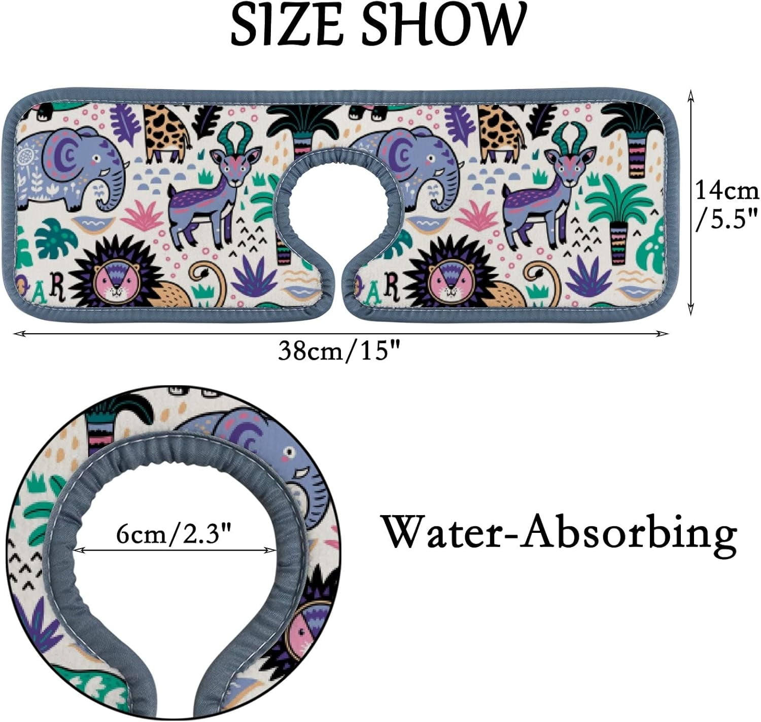 Kitchen Faucet Mats 4 Pieces Cartoon Tropical Animals Faucet Sink ...