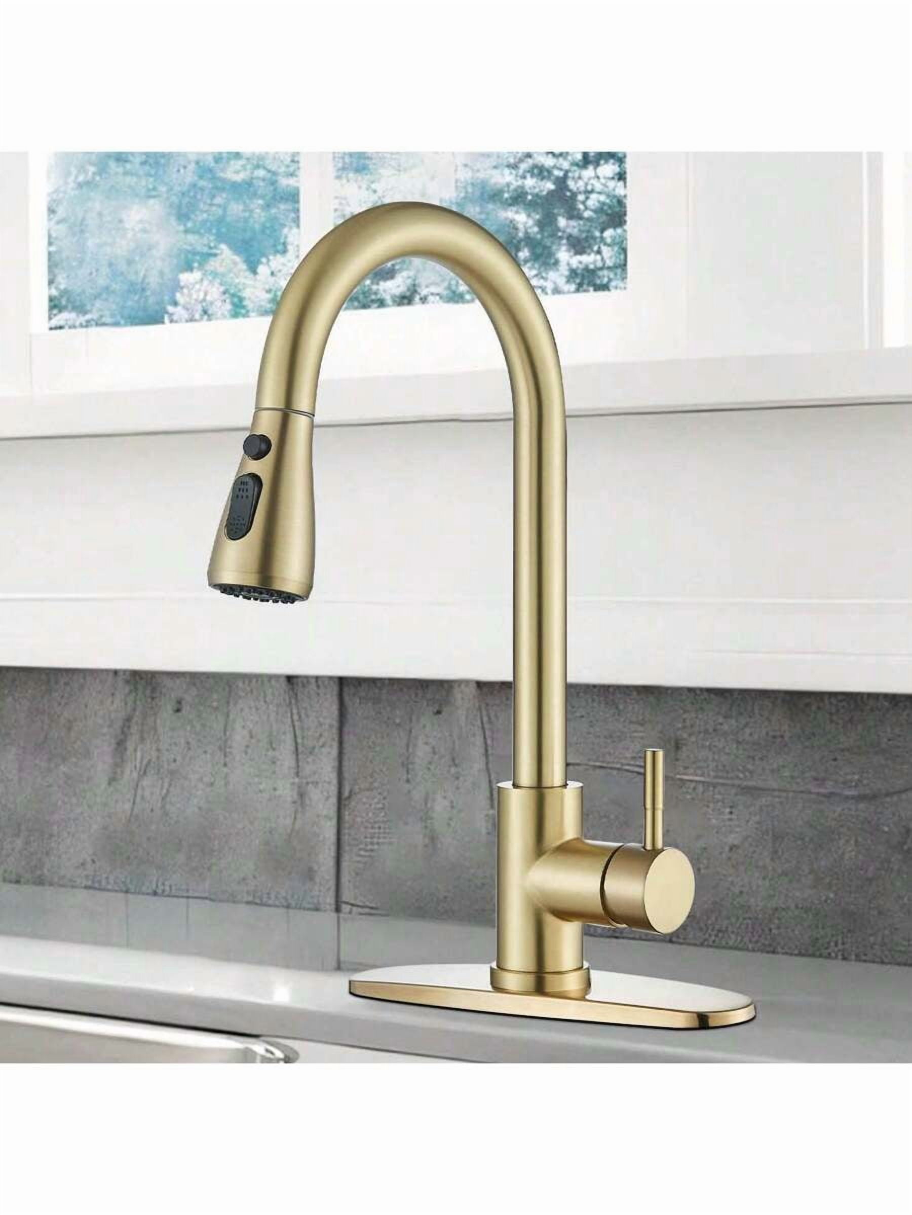 Kitchen Faucet With Pull-Down Spray Single Handle High Arc Commercial ...