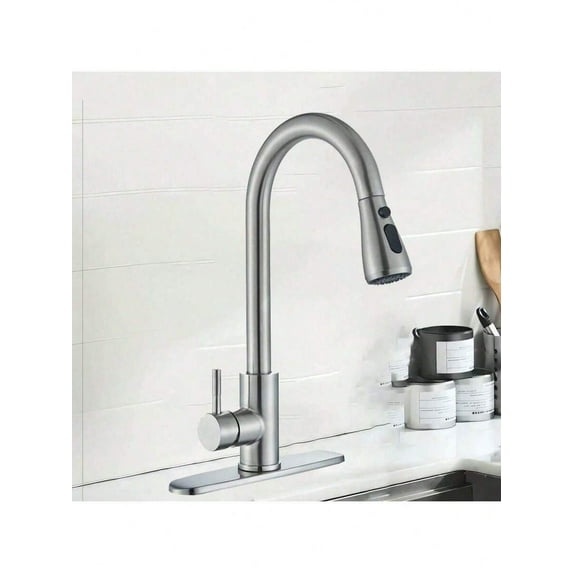 Kitchen Faucet With Pull-Down Spray Single Handle High Arc Commercial ...