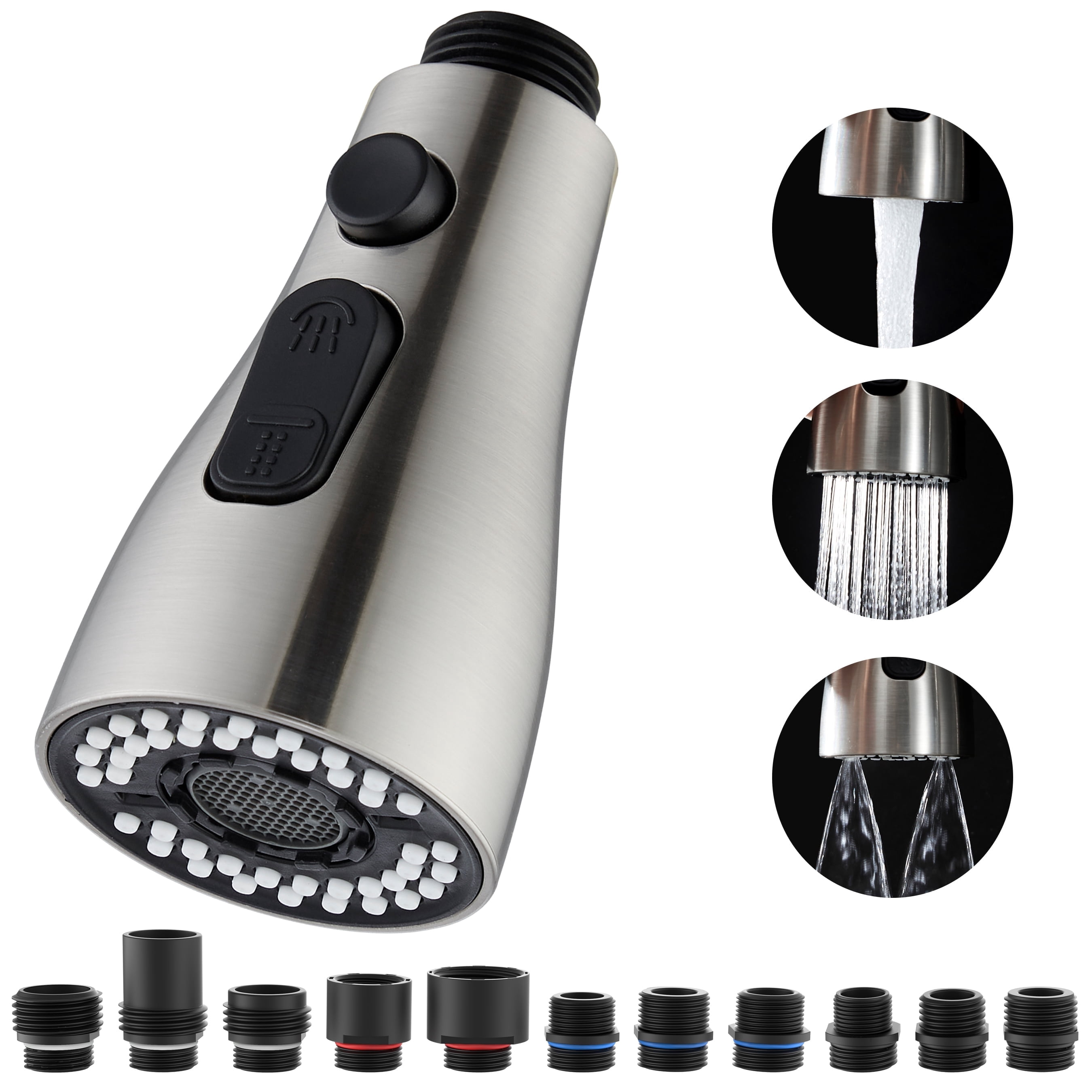 GAGALIFE, Kitchen Faucet Pull Down Sprayer Head, Brushed Nickel ...