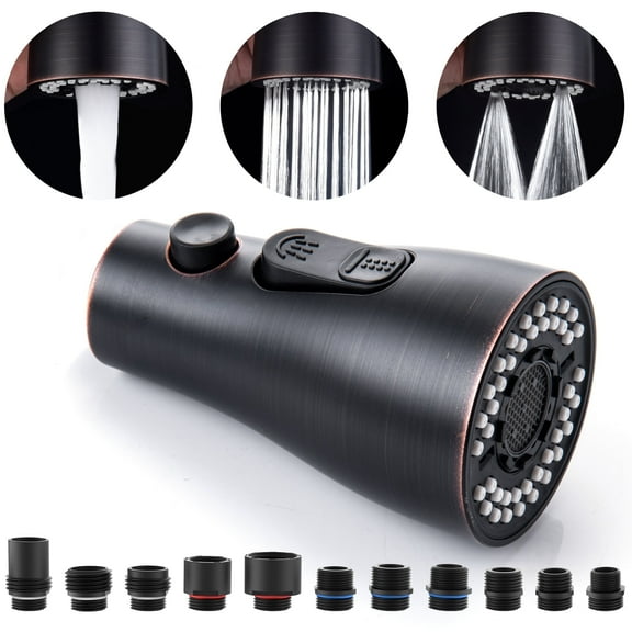 Kitchen Faucet Head Replacement with 15 Adapters, 3 Function Pull Down ...