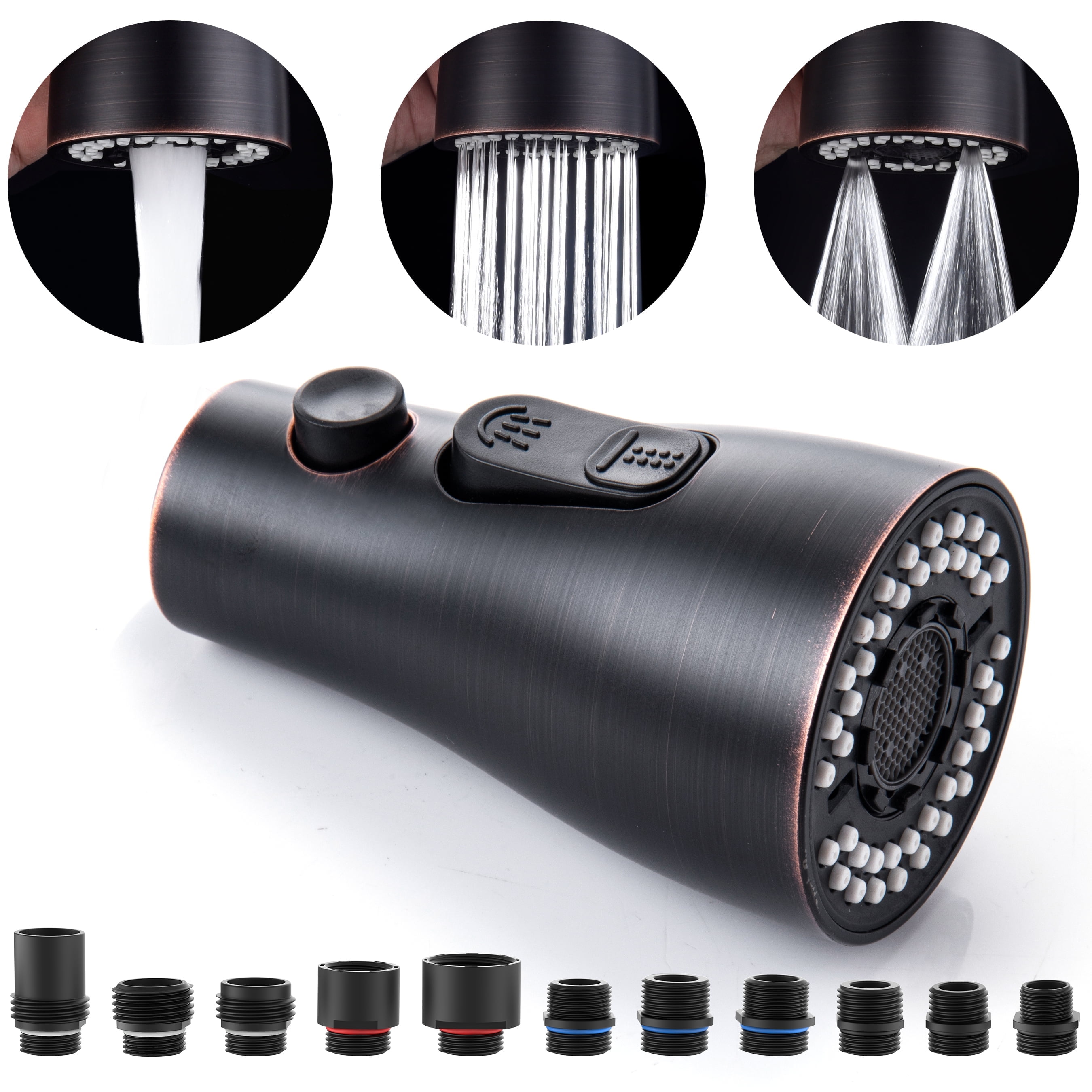 Kitchen Faucet Pull Down Sprayer Head Replacement 3 Functions with 11 ...