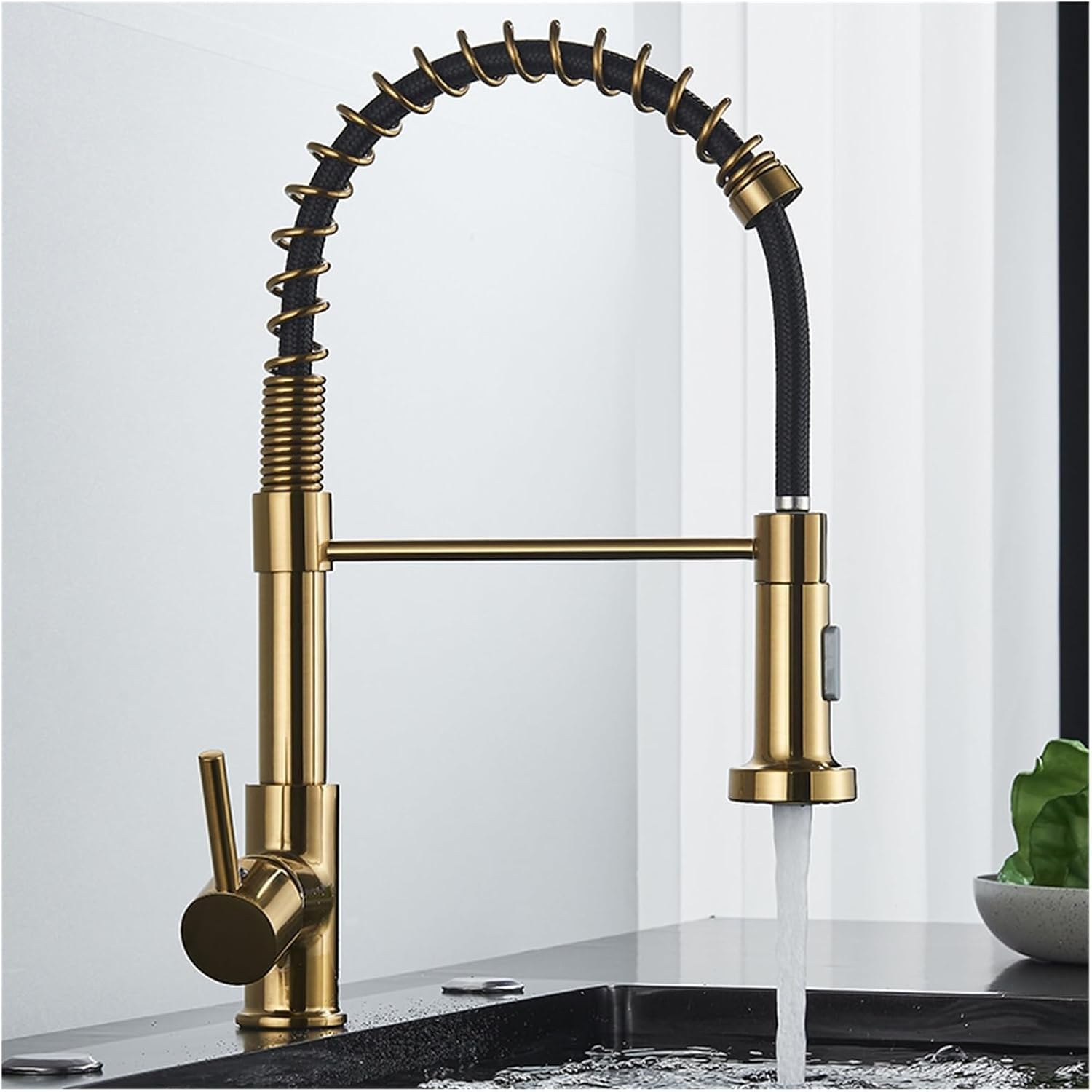 Kitchen Faucet Pull Out Sprayer Countertop Mount Matte Black Mixer ...