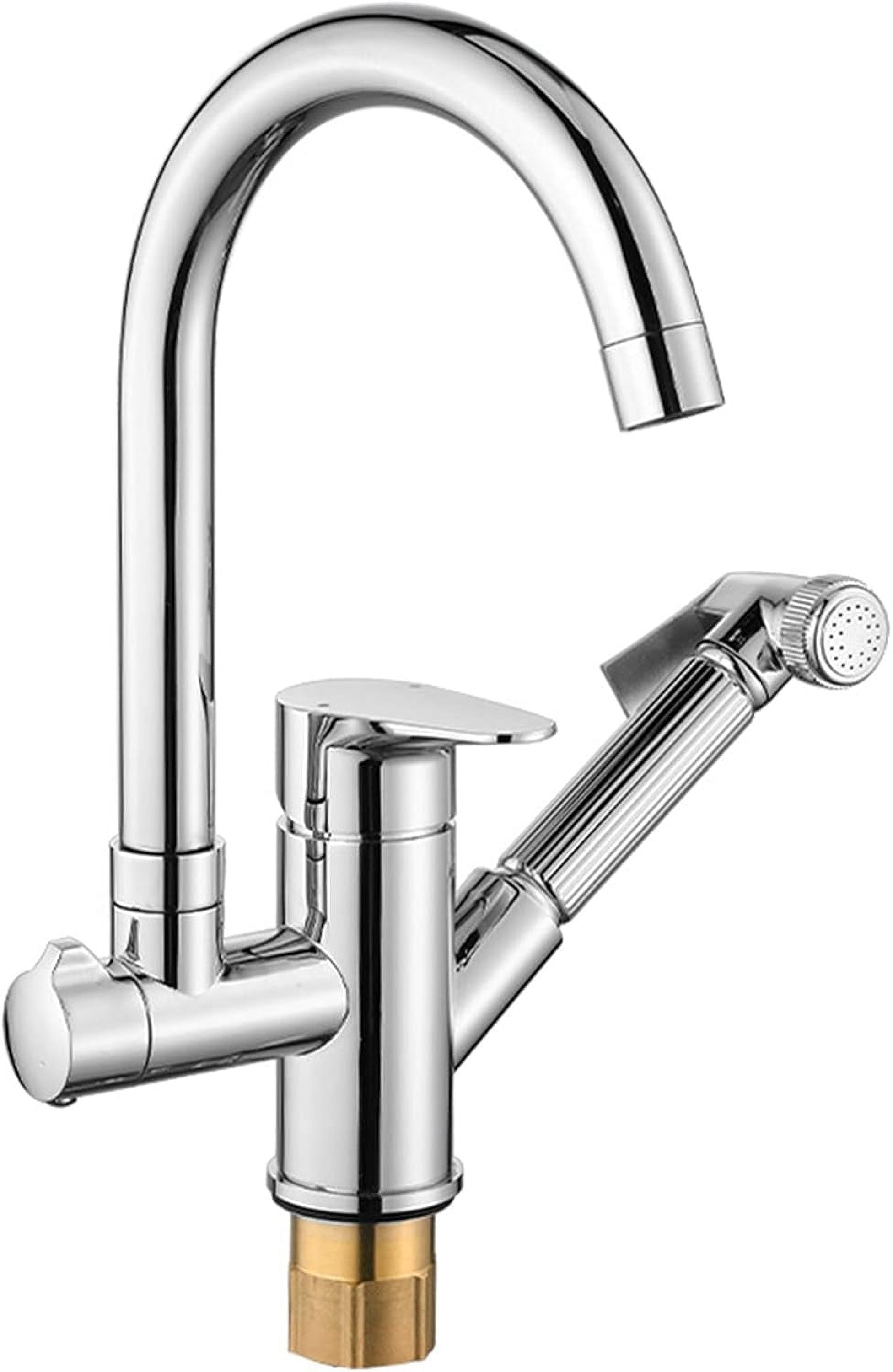 Kitchen Faucet with Pull Out Spray Gun, Brass Single Handle High Arc ...
