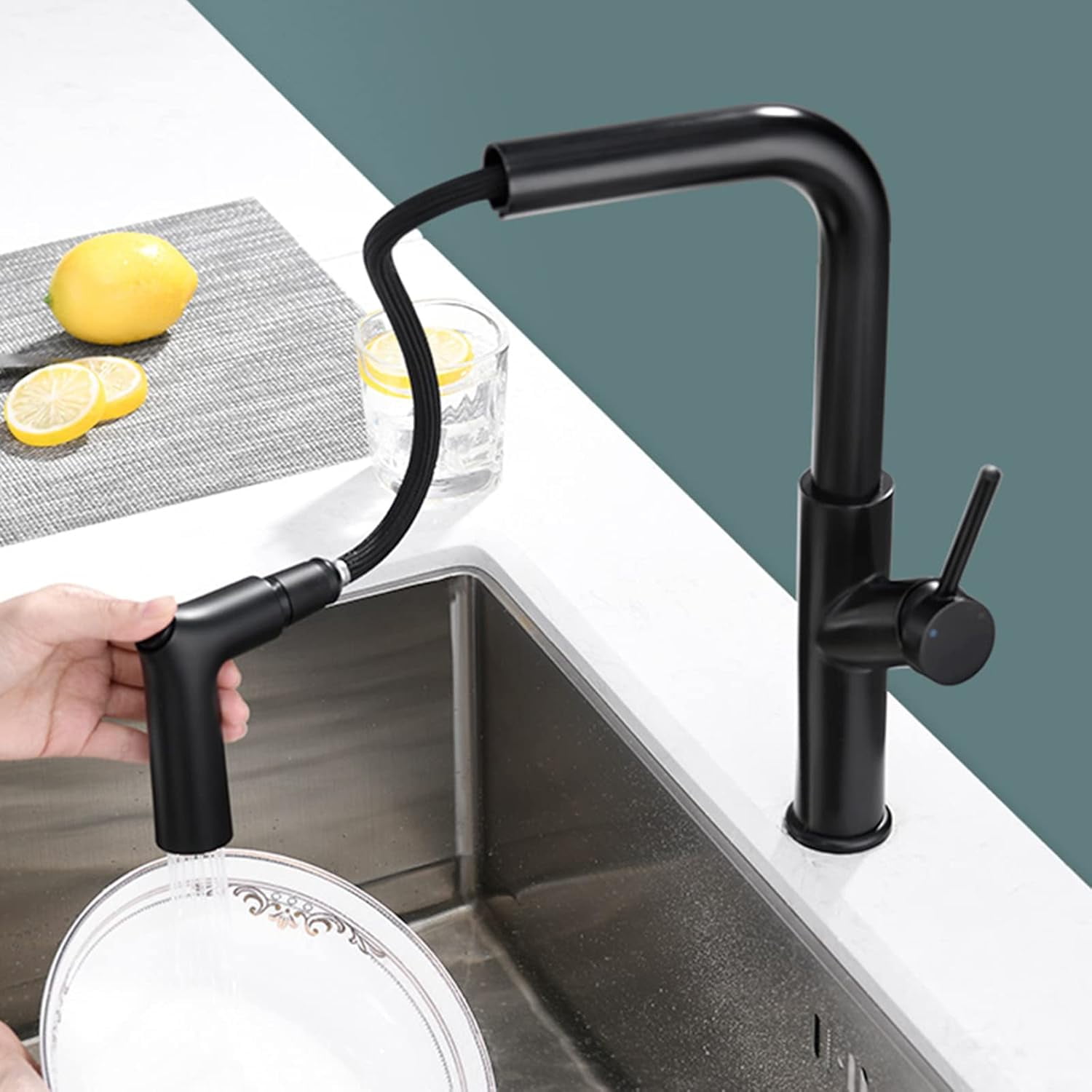 Kitchen Faucet with Pull Out Spray, Kitchen Sink Mixer Faucet Brass 360 ...