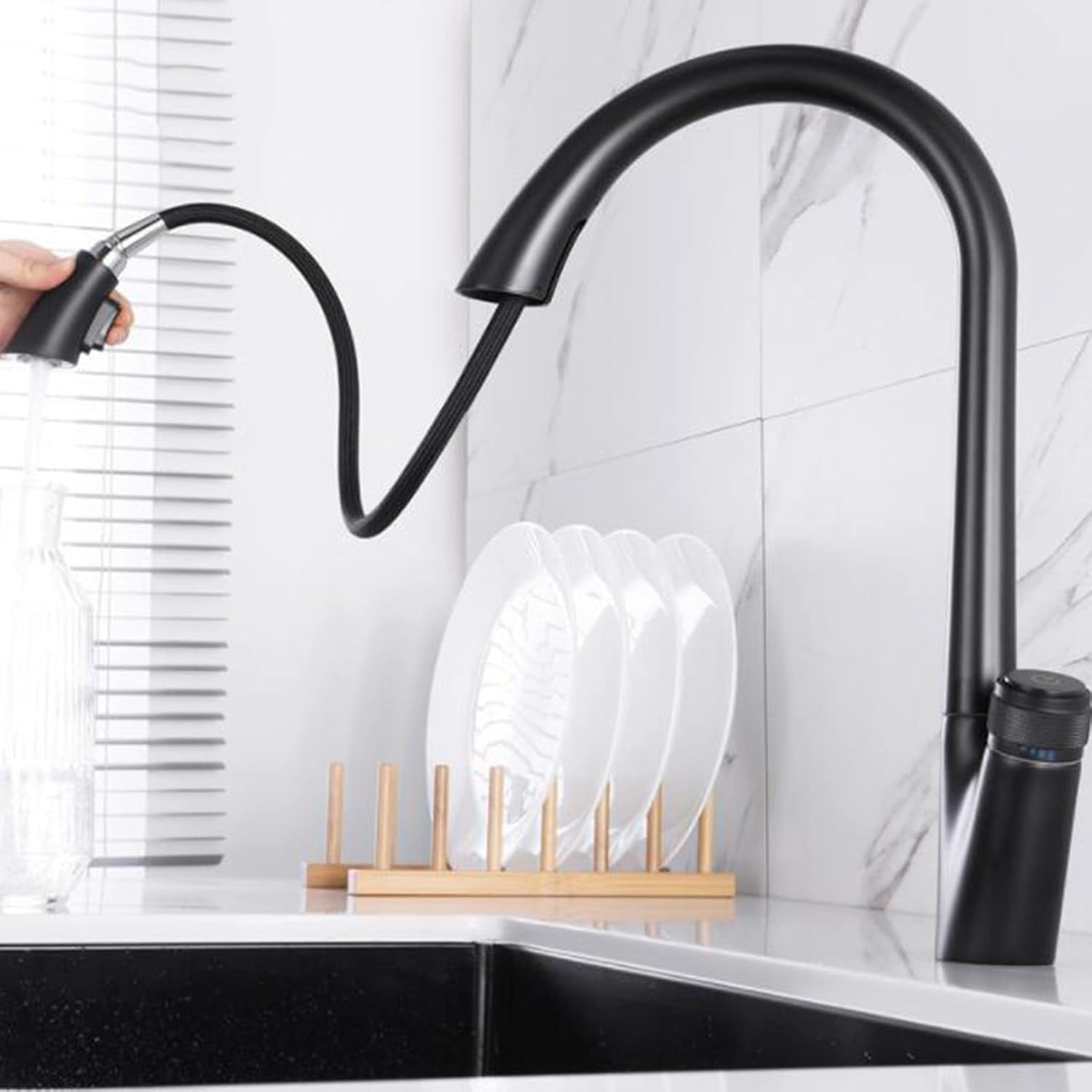 Kitchen Faucet with Pull Out Spray, Kitchen Sink Mixer Faucet Brass Hot ...