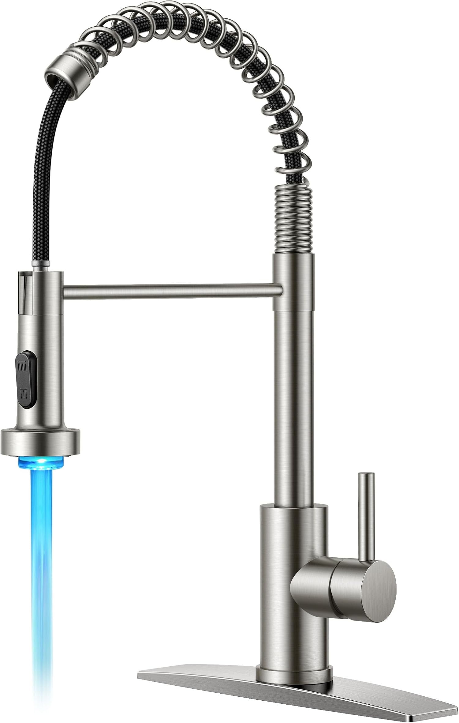 Kitchen Faucet with Pull Down Sprayer, Brushed Nickel Modern Single ...