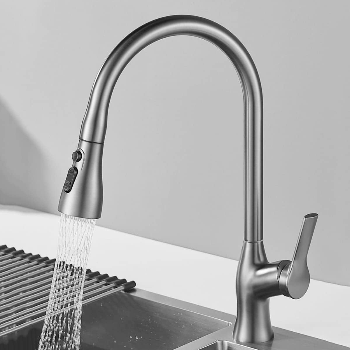 Kitchen Faucet with Pull Down Sprayer Gun Gray,Kitchen Sink Faucet with ...