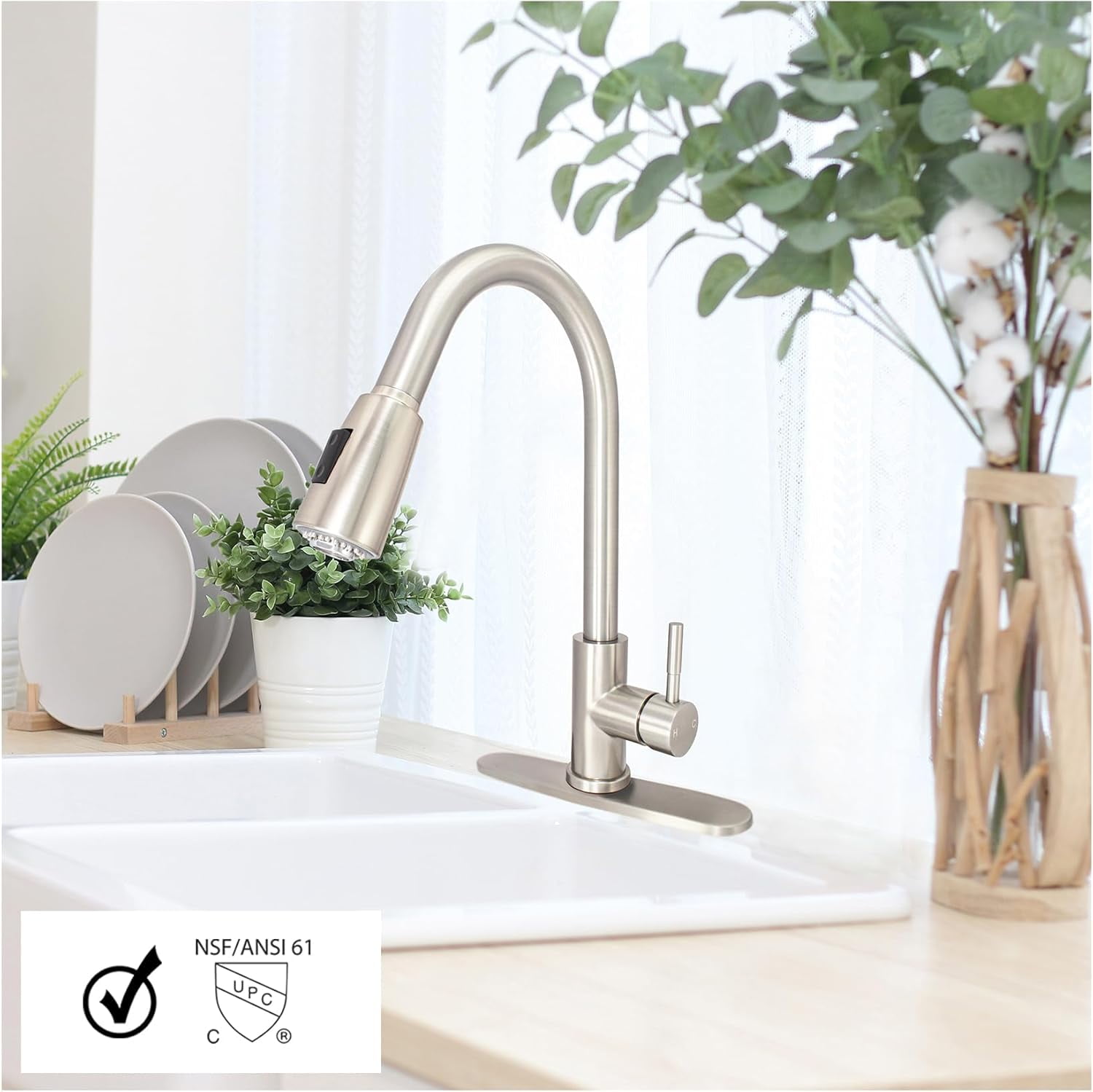 Kitchen Faucet with Pull Down Sprayer, Single Handle High Arc, Spot ...