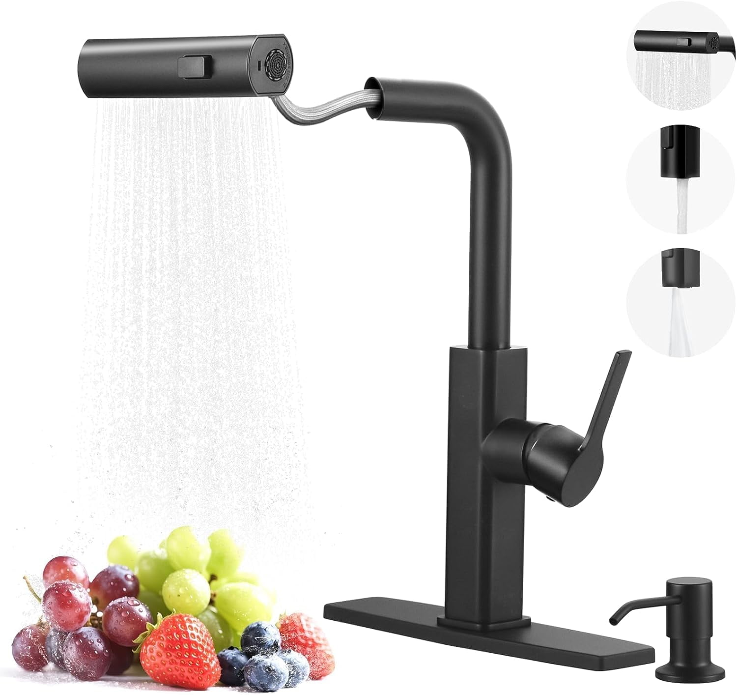 Kitchen Faucet with Pull Down Sprayer: Waterfall Kitchen Sink Faucet ...
