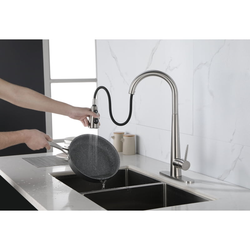 Kitchen Faucet with Pull-out Spray Head, High Arc Single Handle Kitchen ...