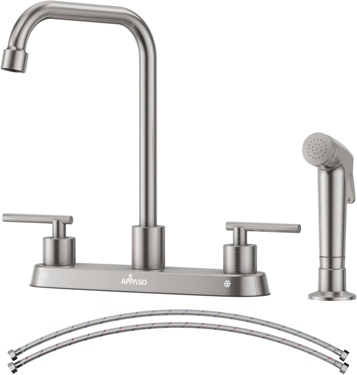 Kitchen Faucet with Side Sprayer, Kitchen Sink Faucet, 4 Hole Kitchen ...
