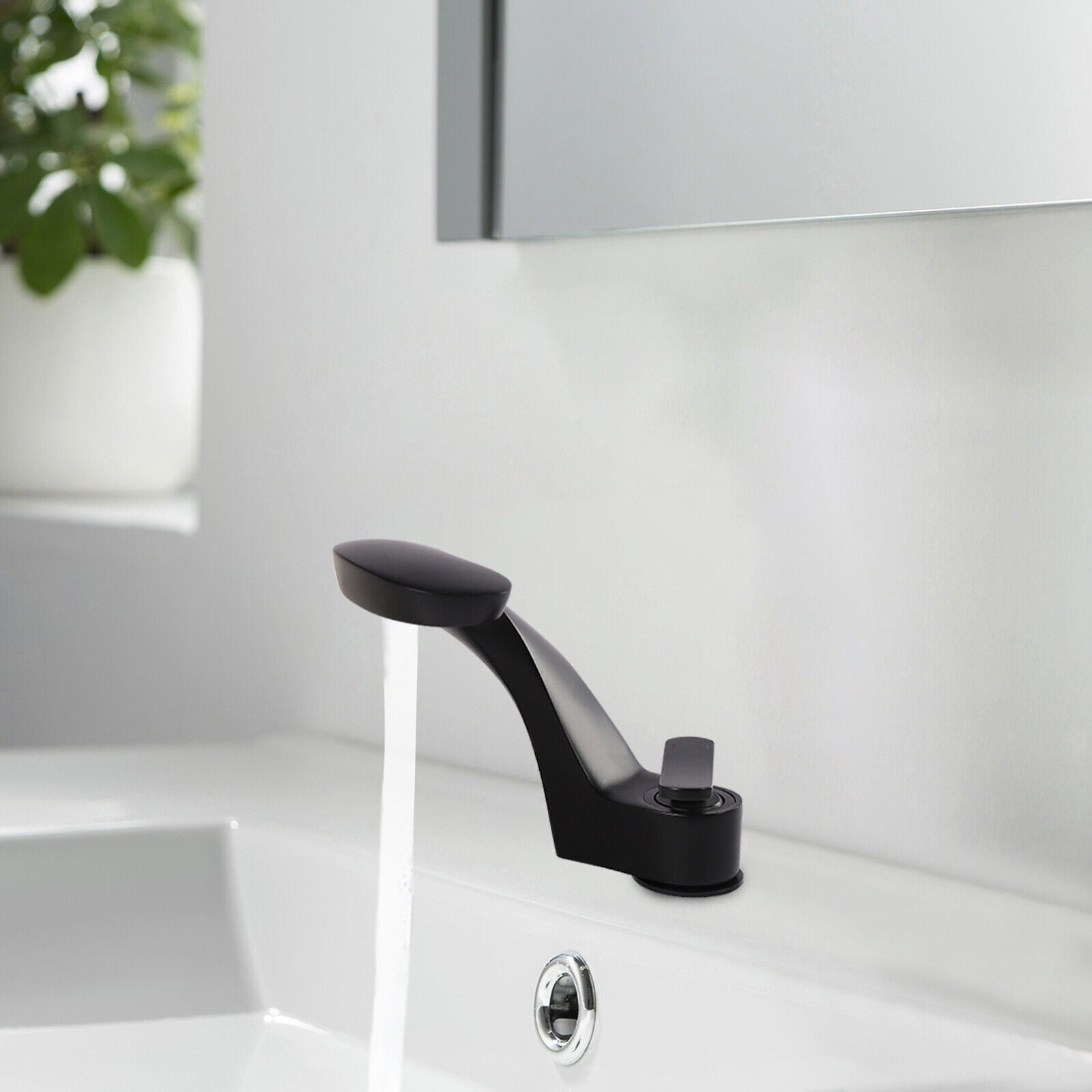 Kitchen Faucet Single Handle Sink Matte Black One Hole Tap Bathroom Arc ...