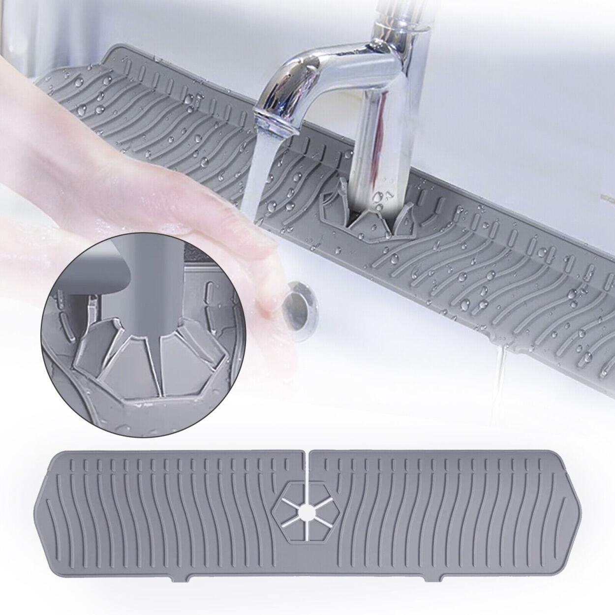Kitchen Faucet Sink Splash Guard Silicone Drain Pad Water Catcher Tray ...