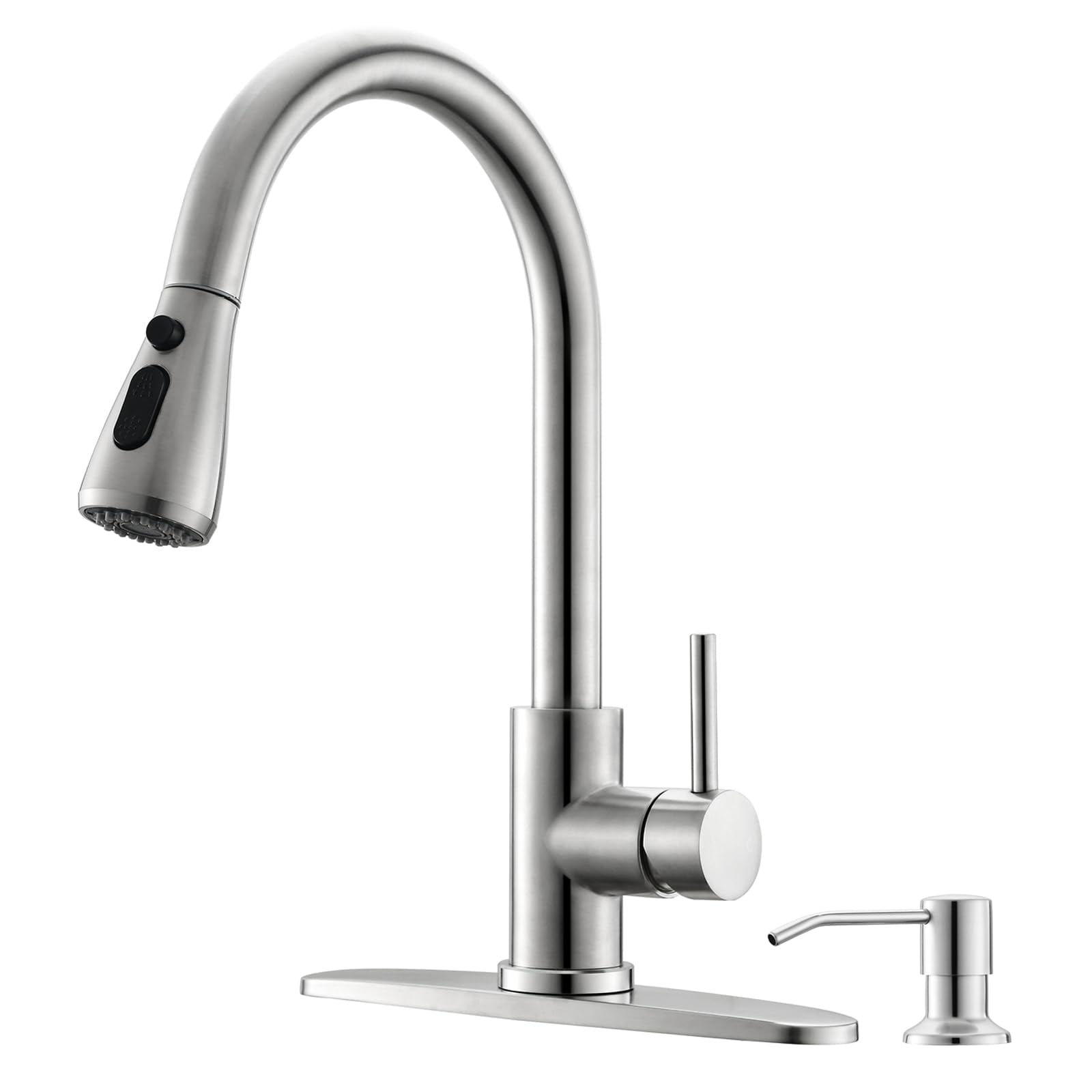 Kitchen Faucet with Soap Dispenser, 3 Modes Stainless Steel Kitchen ...