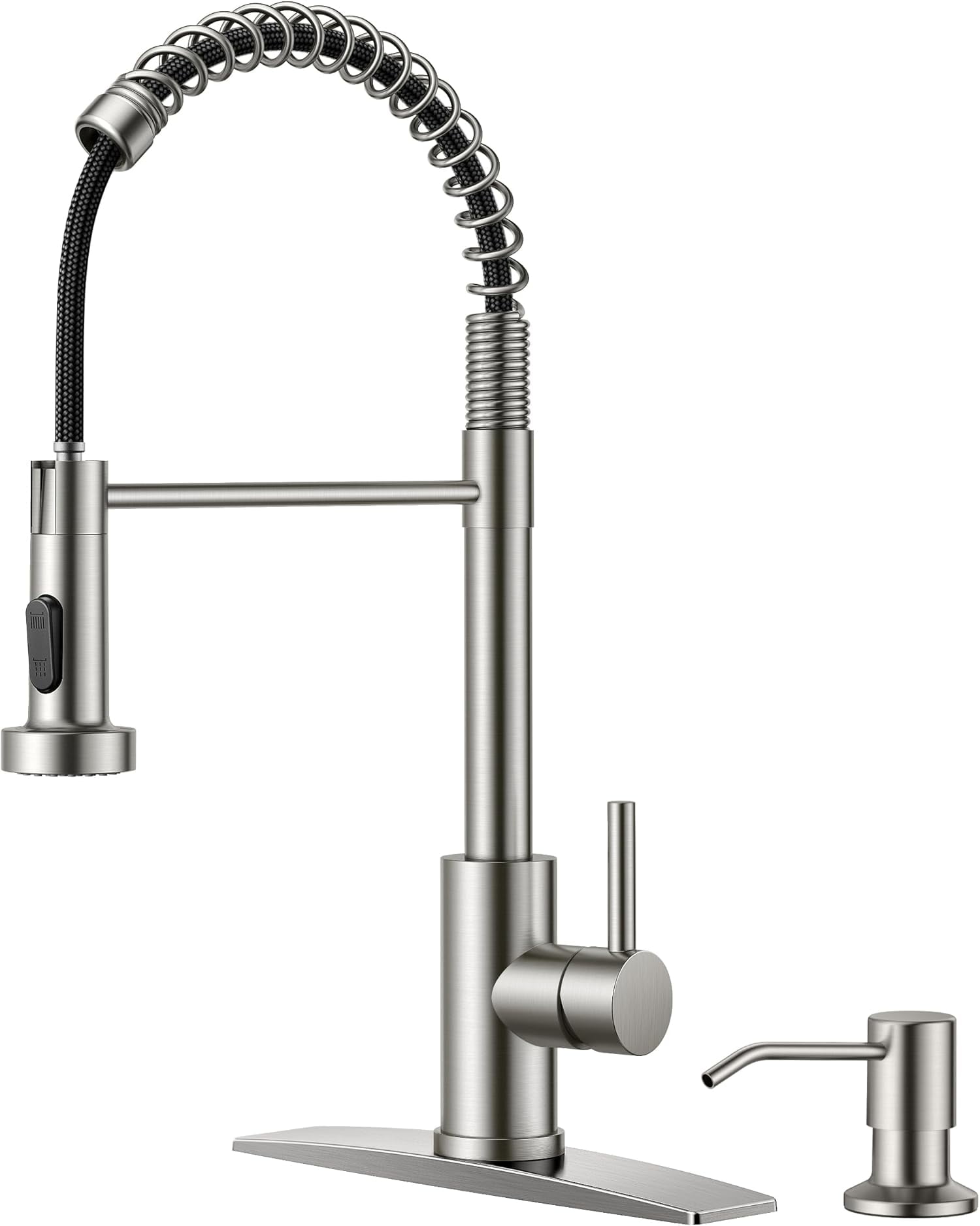 Kitchen Faucet with Soap Dispenser, Brushed Nickel Stainless Spring ...