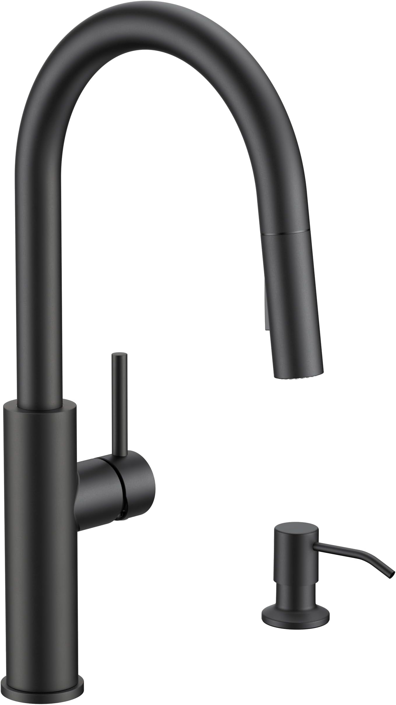 Kitchen Faucet with Soap Dispenser, Modern Matte Black, Single Handle ...