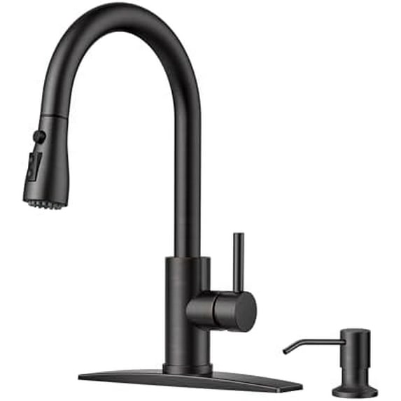 Kitchen Faucet with Soap Dispenser and Pull Down Sprayer, Bar High Arc ...