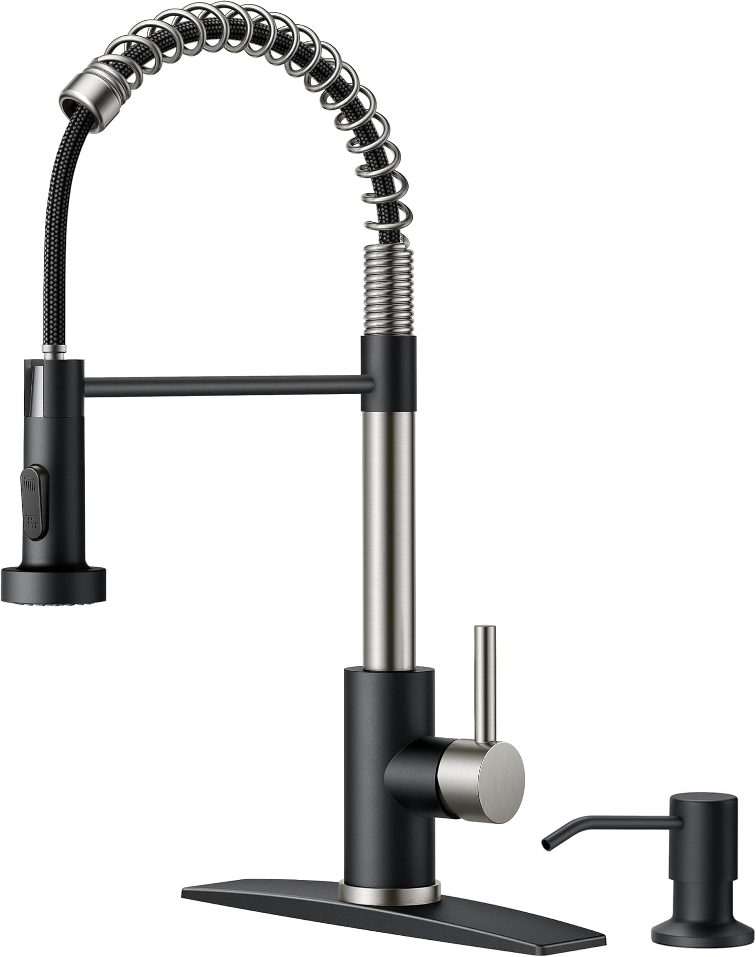 Kitchen Faucet with Soap Dispenser, Stainless Spring Sink Faucet with ...