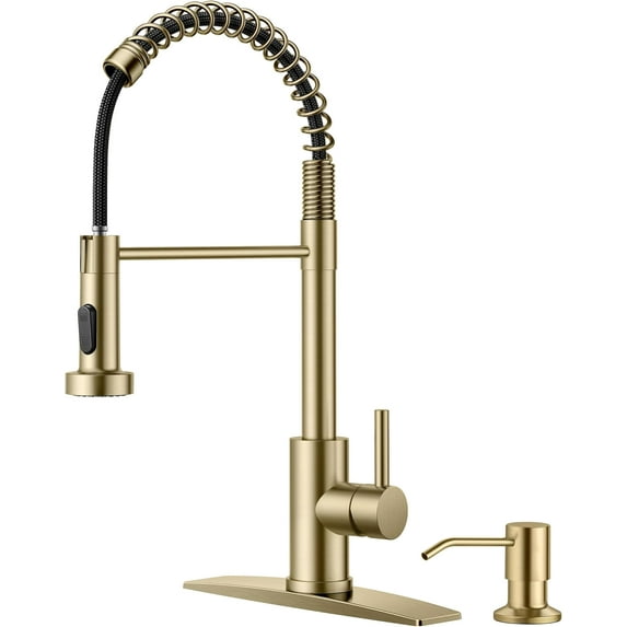 Kitchen Faucet with Soap Dispenser, Stainless Spring Sink Faucet with ...