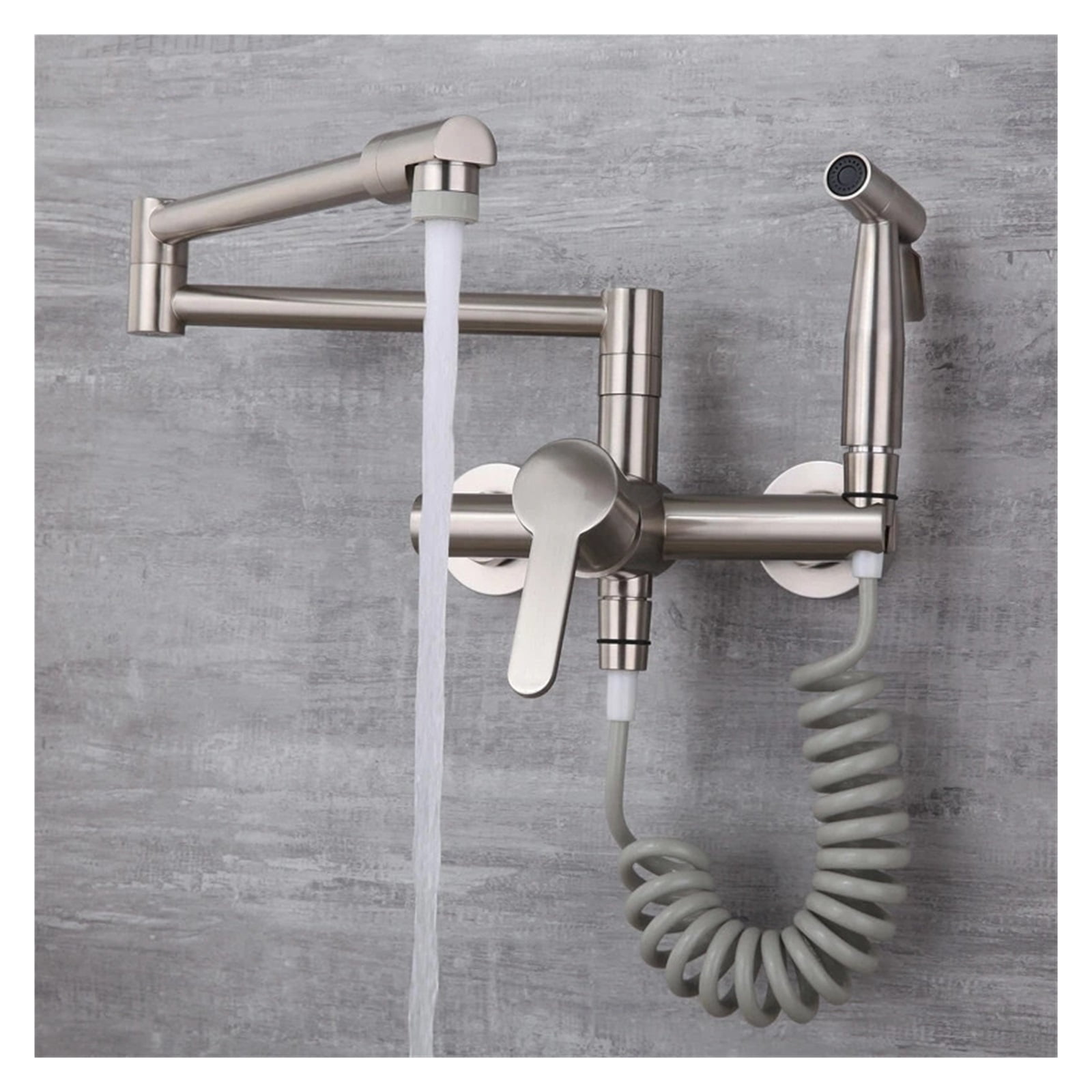 Kitchen Faucet Solid Brass Hot Cold Sink Mixer Taps With Spray Gun Wall ...