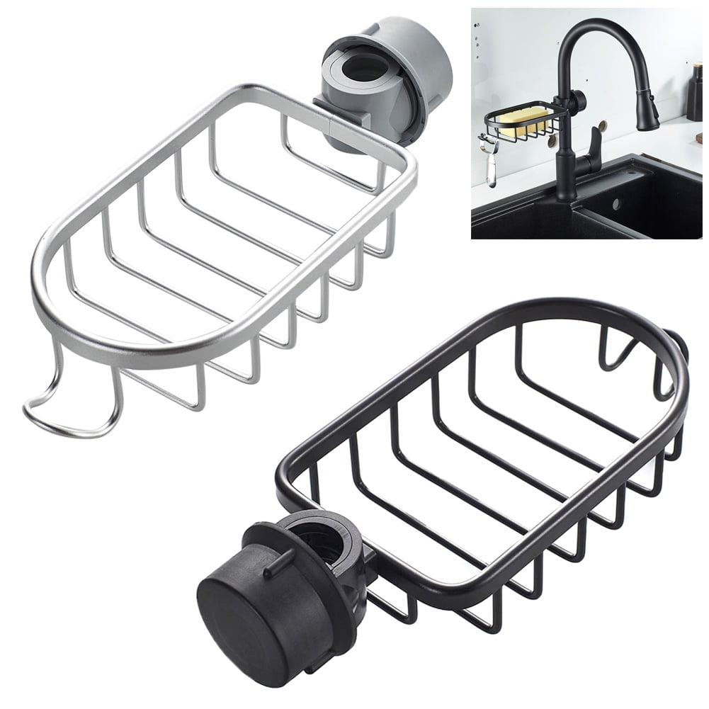 Kitchen Faucet Sponge Holder Stainless Steel Kitchen Sink Caddy Basket ...