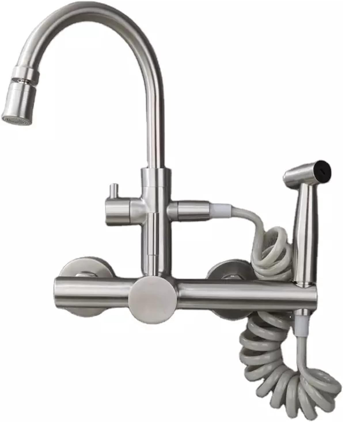 Kitchen Faucet with Sprayer, 360° Swivel Brushed Stainless Steel ...
