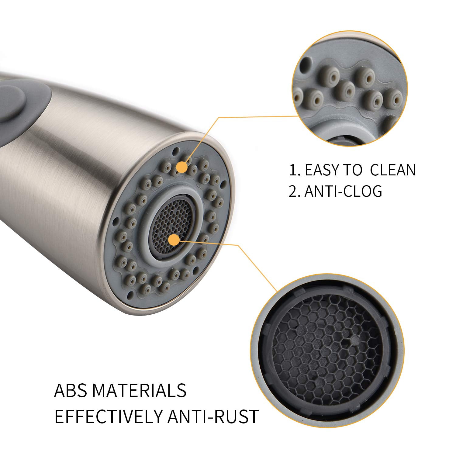 Kitchen Faucet Sprayer Head 2-Function Nozzle Spout G1/2 Connector Pull ...