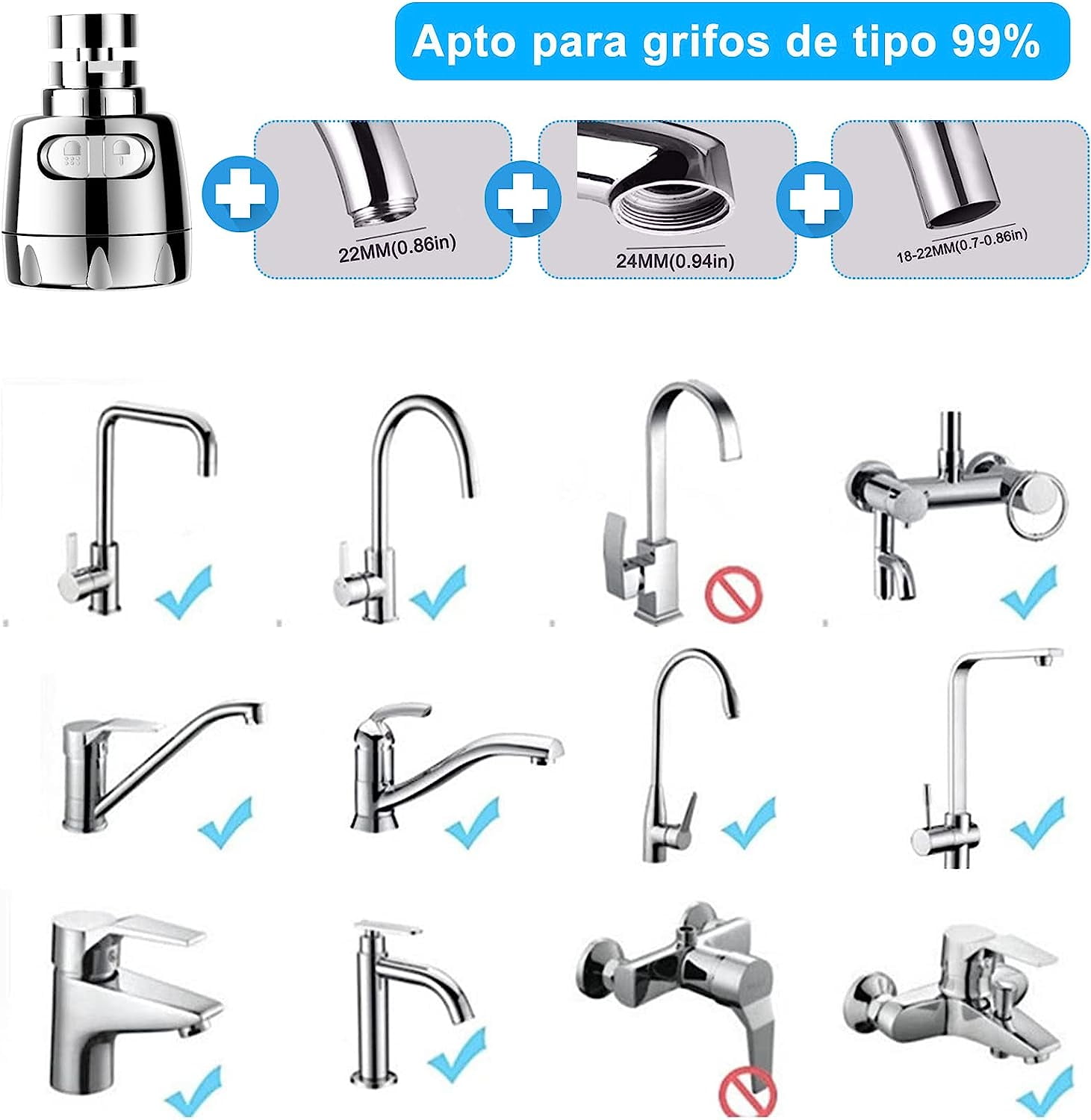 Kitchen Faucet Sprayer Head, Attachment 360° Rotatable Moveable Kitchen ...