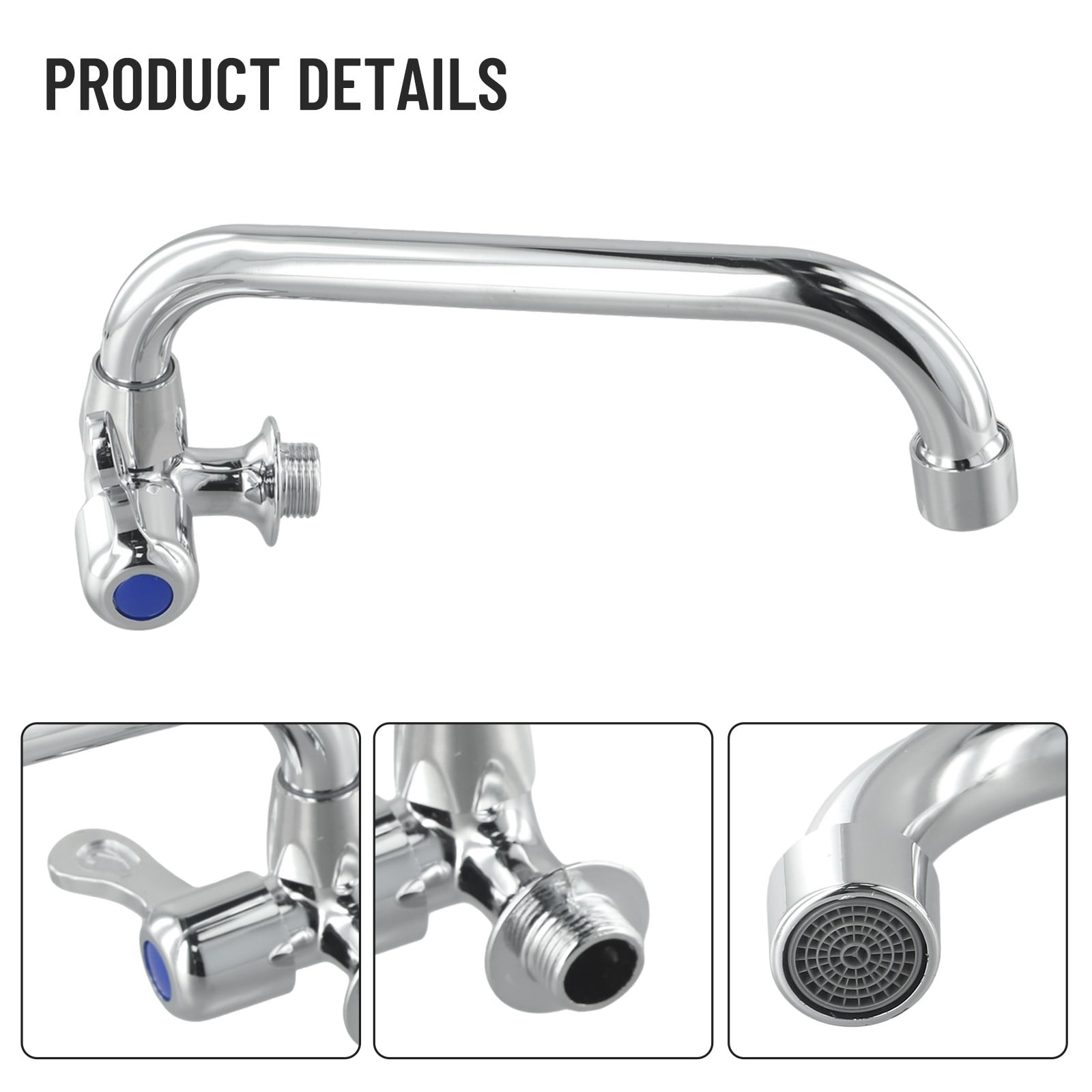 Kitchen Faucet Wall Mounted Single Handle Sink Tap Rotation Cold Water ...