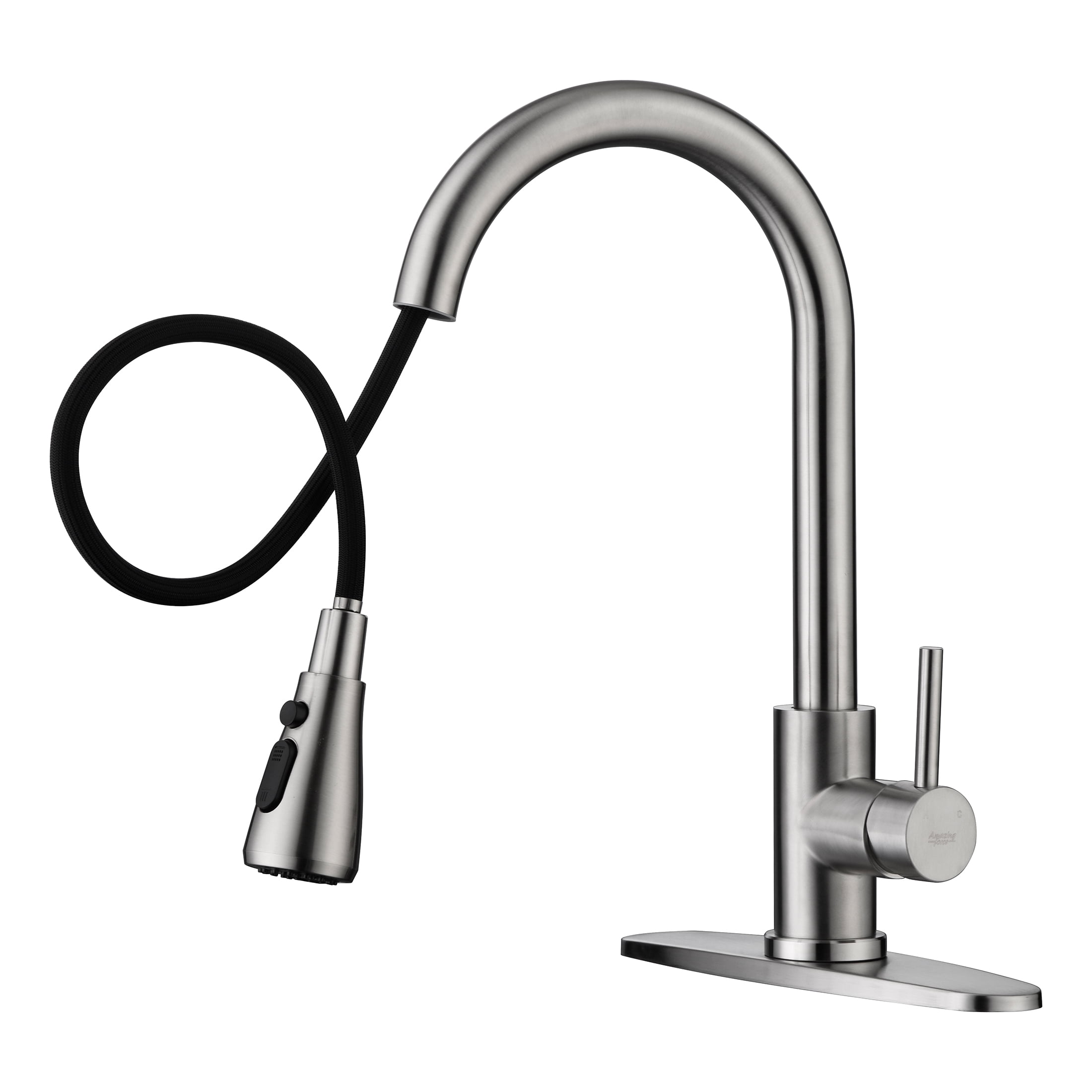 Amazing Force Kitchen Faucet with Pull Down Sprayer and Deck, Stainless ...