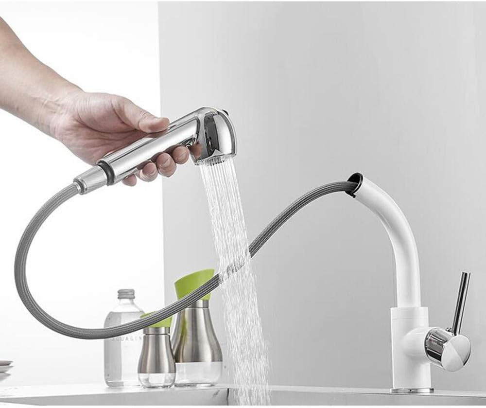Kitchen Faucet with Pull Down Sprayer Brass 360° Rotation Dual Mode Hot ...