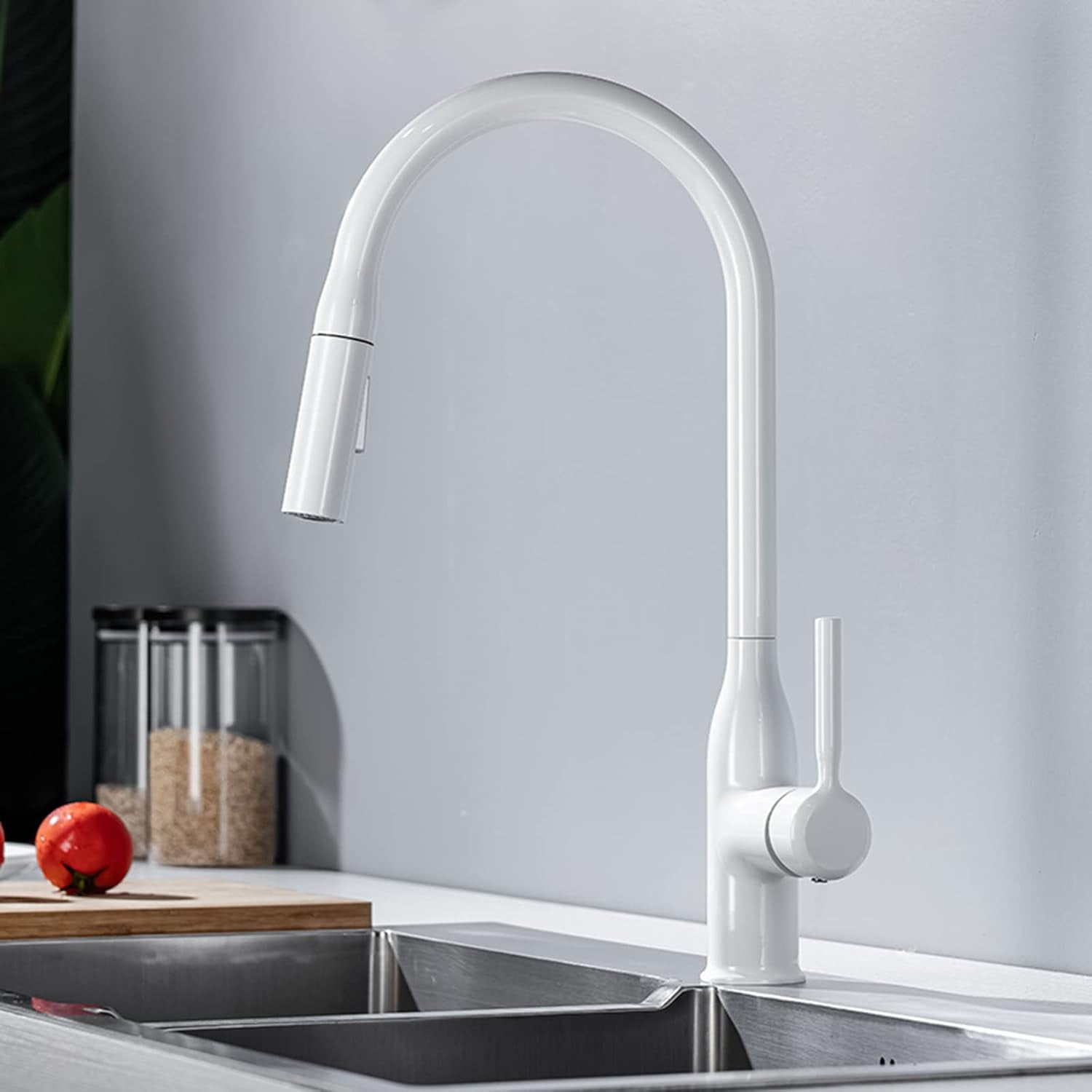 Kitchen Faucet with Pull Down Sprayer Brass Hot and Cold Water Swivel ...