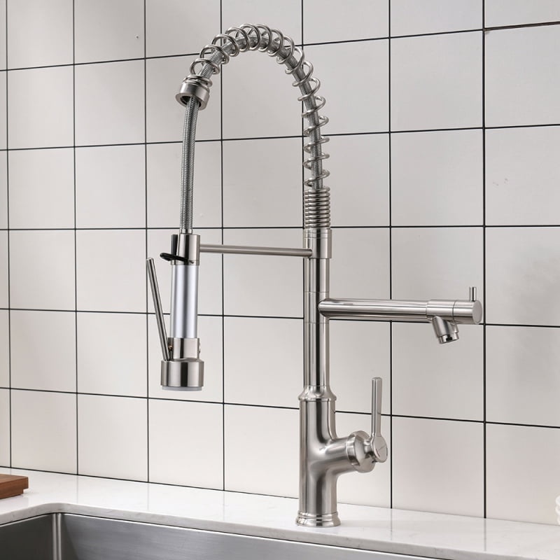 Kitchen Faucet with Pull Down Sprayer Brushed Nickel Stainless Steel ...